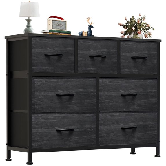 Gianna Chest of Drawers with 7 Fabric Drawers, Drawer Cabinet ...