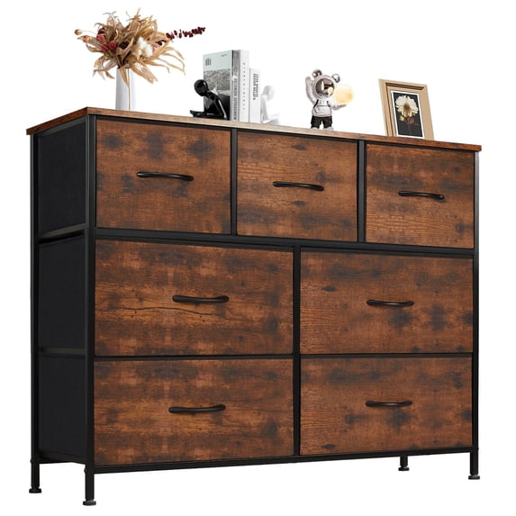 Gianna Chest of Drawers with 7 Fabric Drawers, Drawer Cabinet ...
