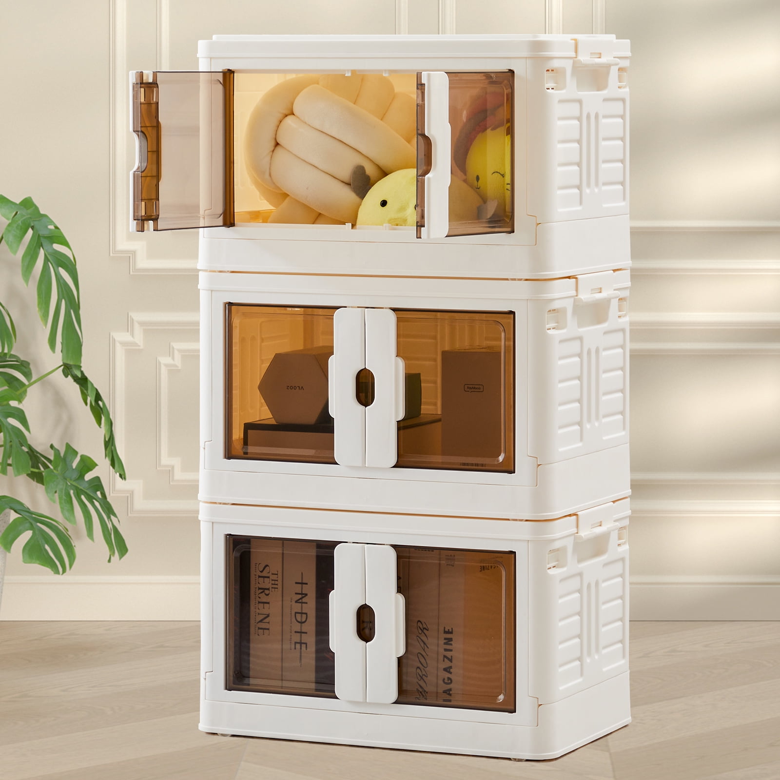 Gianna Collapsible Plastic Storage Bins, Stackable & Portable Storage ...