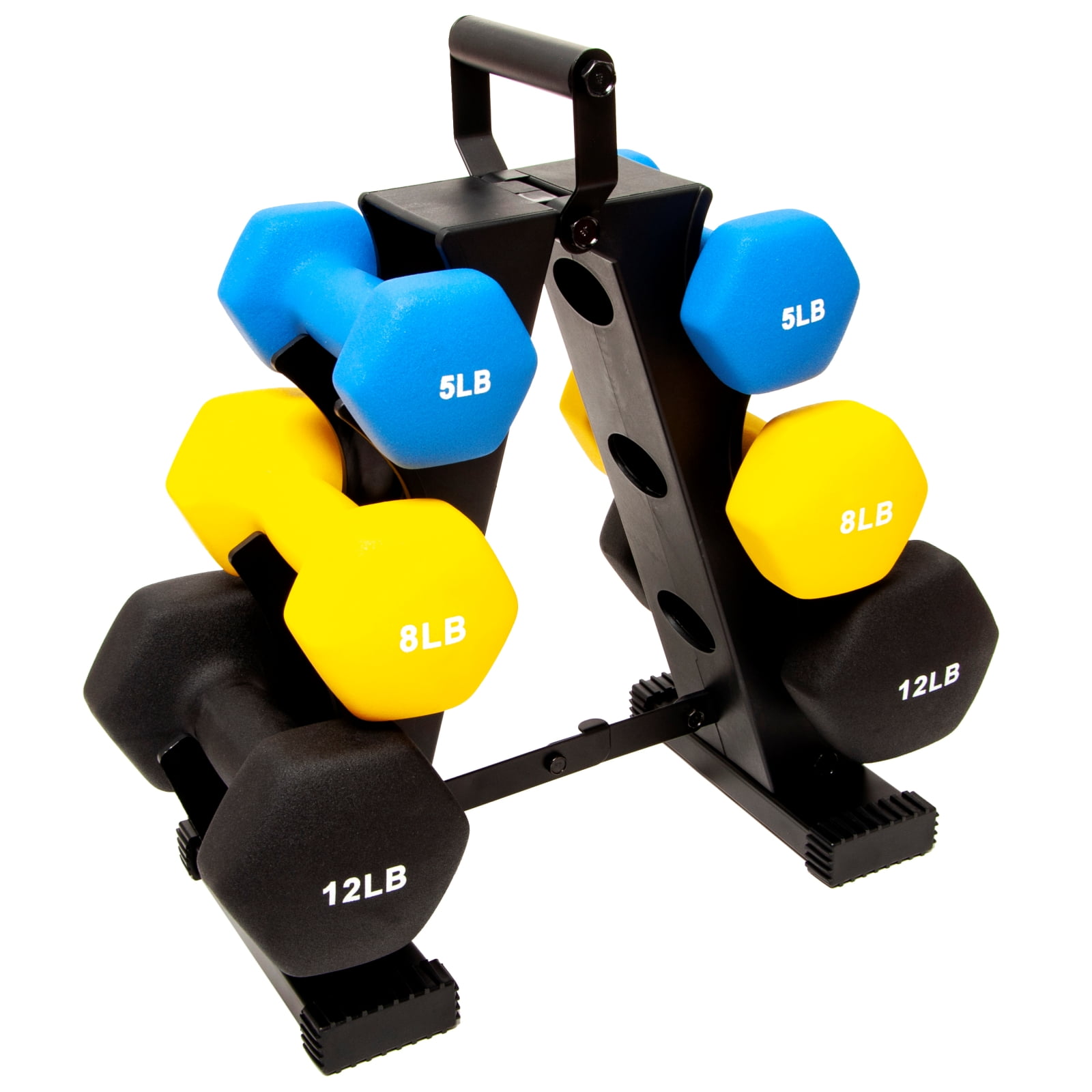 Gianna Colored Neoprene Dumbbell Set with Rack, Included 5lbs, 8lbs ...