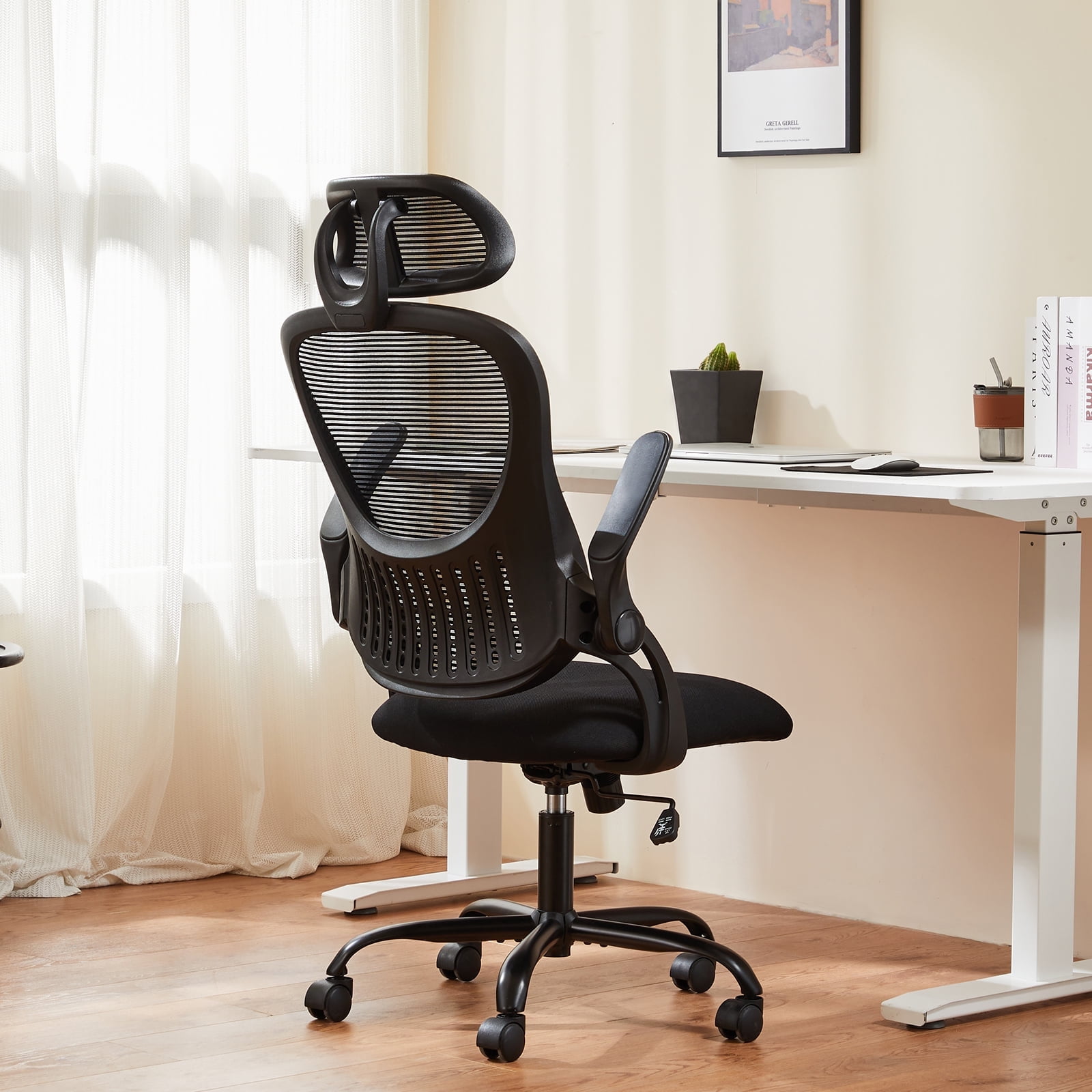 JOINSUN Ergonomic Mesh Office Chair with Lumbar Support, Flip-up ...