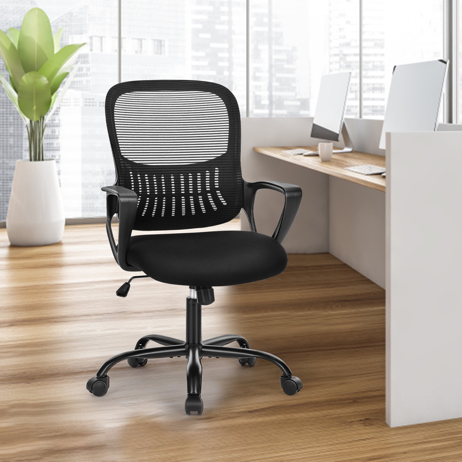Gianna Ergonomic Mid-Back Mesh Desk Chair with Plush Armrests and ...