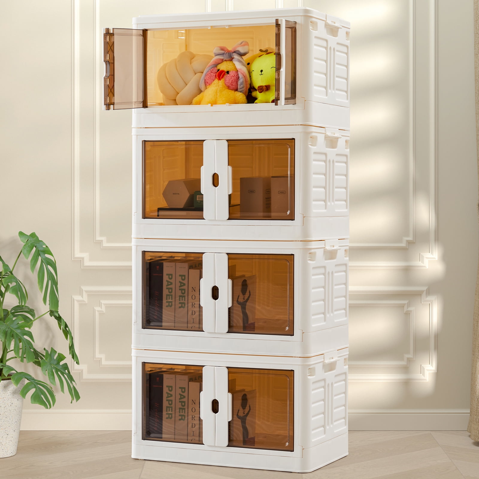 Gianna Extra-Large Collapsible Plastic Storage Bins, Stackable ...