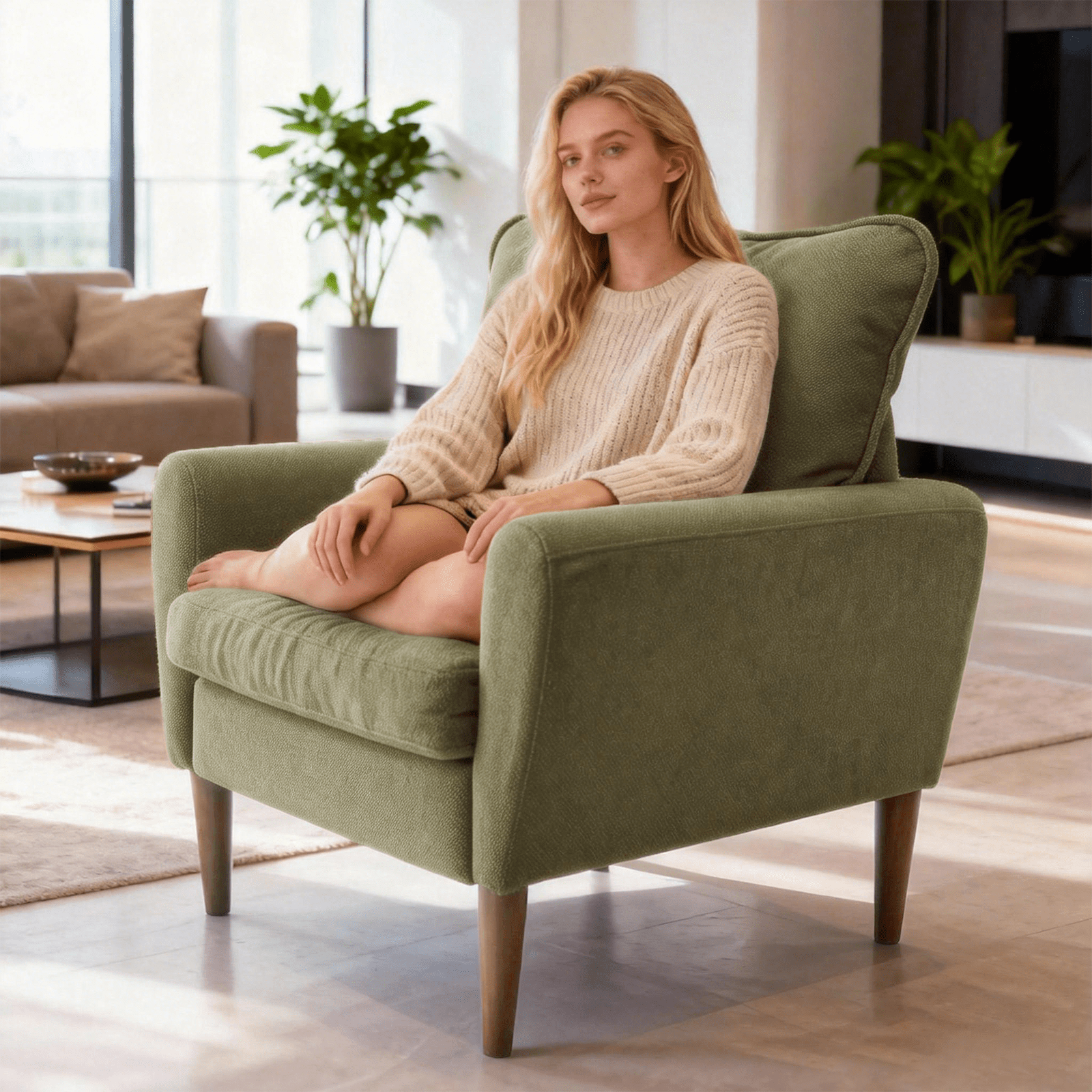Gianna Fabric Accent Chair with Supportive Backrest and Armrests ...