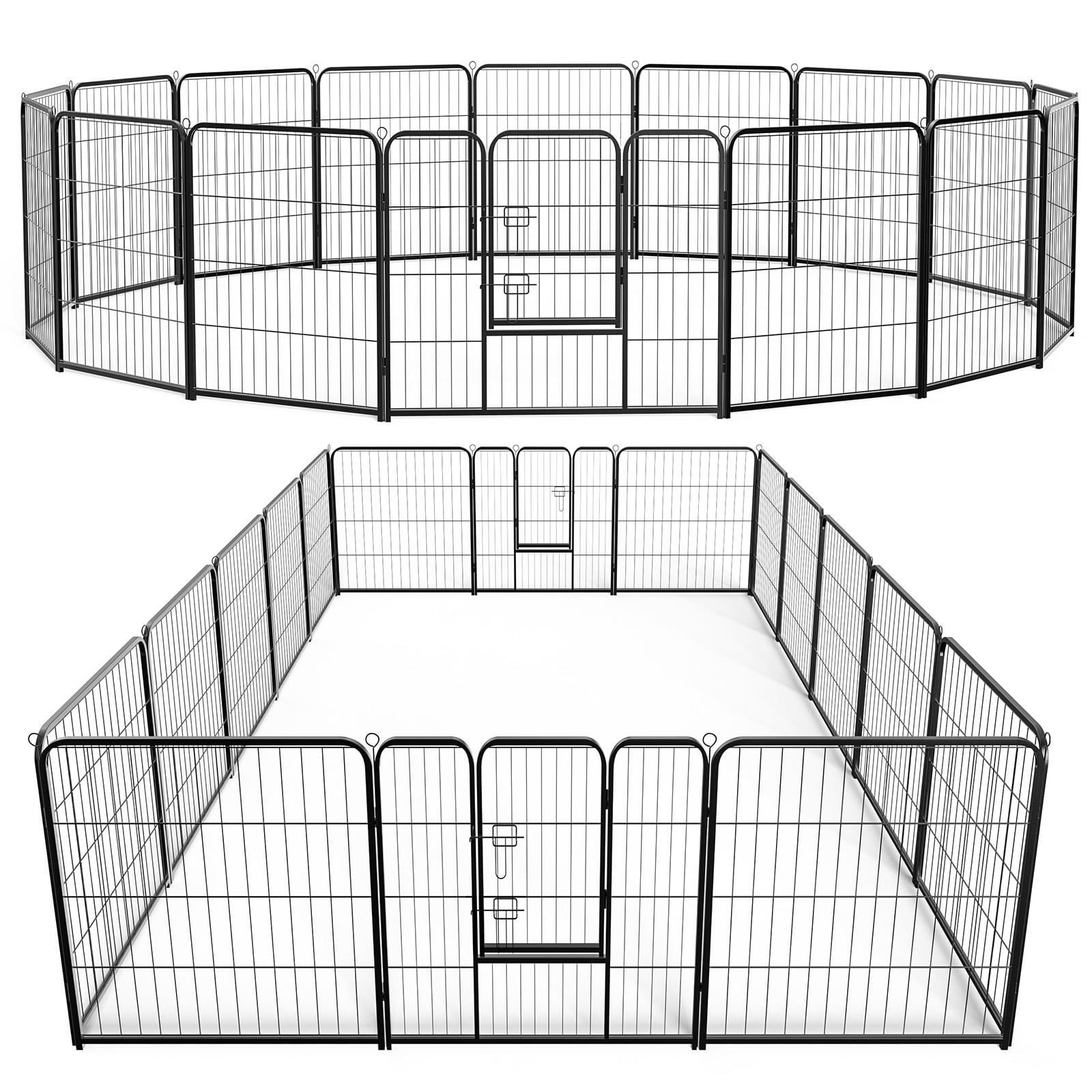Gianna Metal Dog Playpen, 32 inch Height 16 Panels Pet Fence, Foldable ...