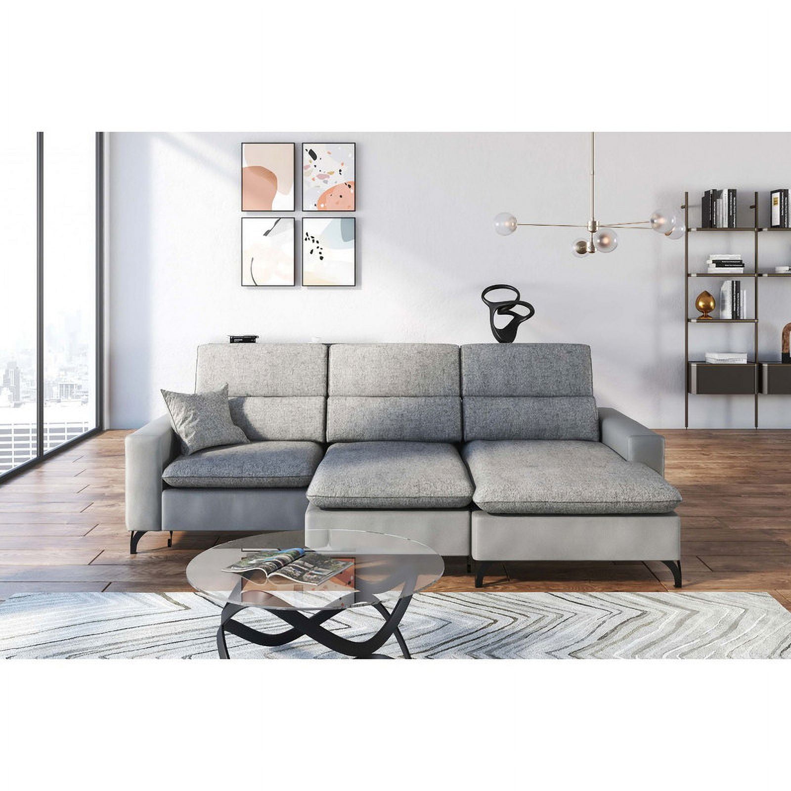 Gianna Modern Sectional Sofa in Gray, Right Hand Facing - Walmart.com