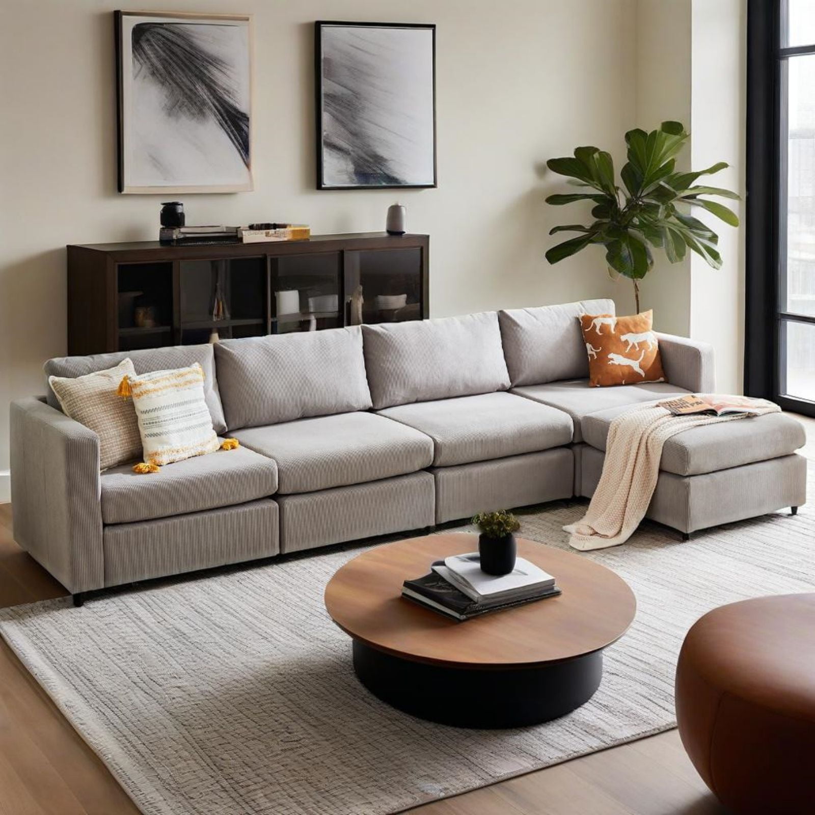 Gianna Modular Sectional Sofa, 5 Seat Couches for Living Room, Modern Fabric Sofa Sleeper ...