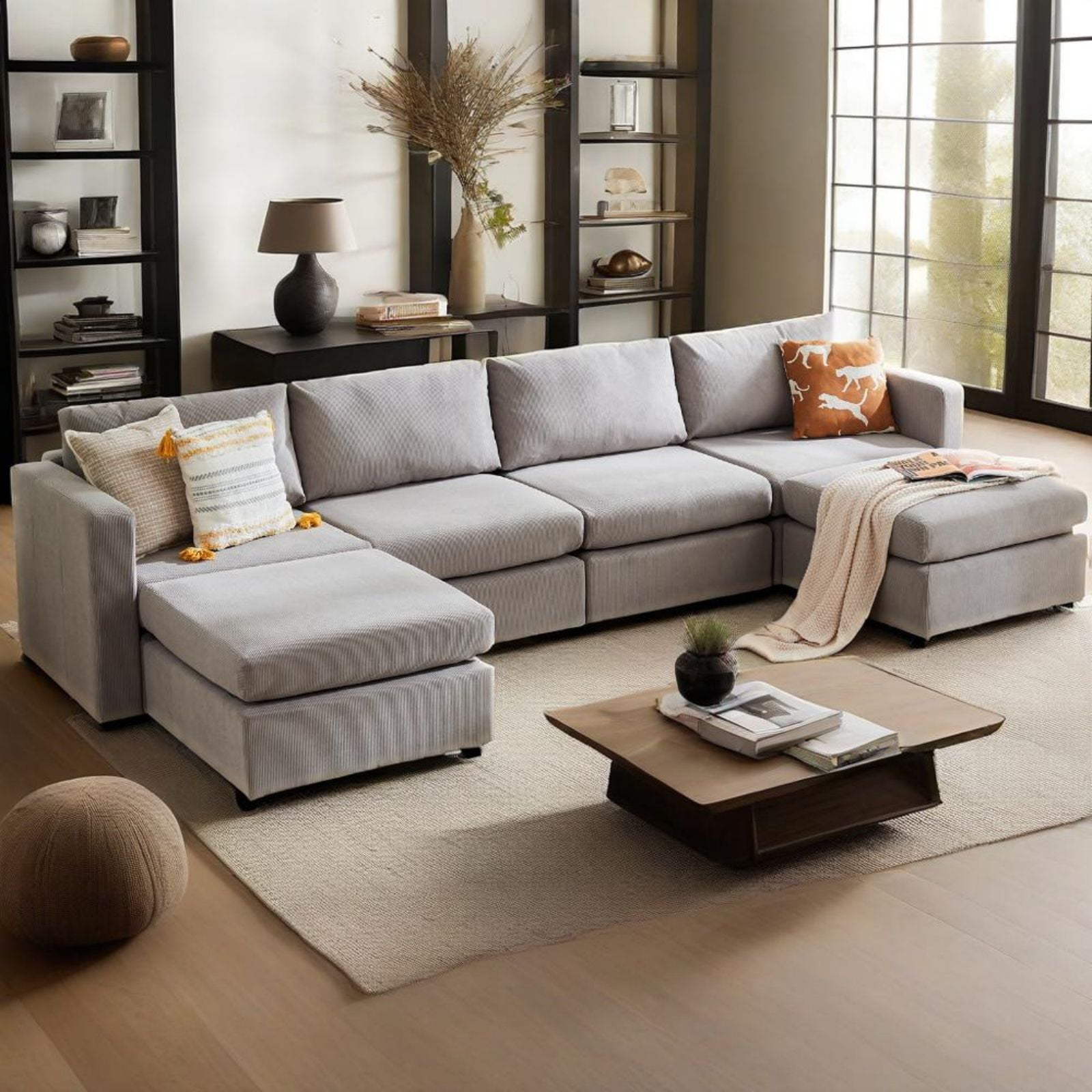 Gianna Modular Sectional Sofa, 6 Seat Couches for Living Room, Modern Fabric Sofa Sleeper ...