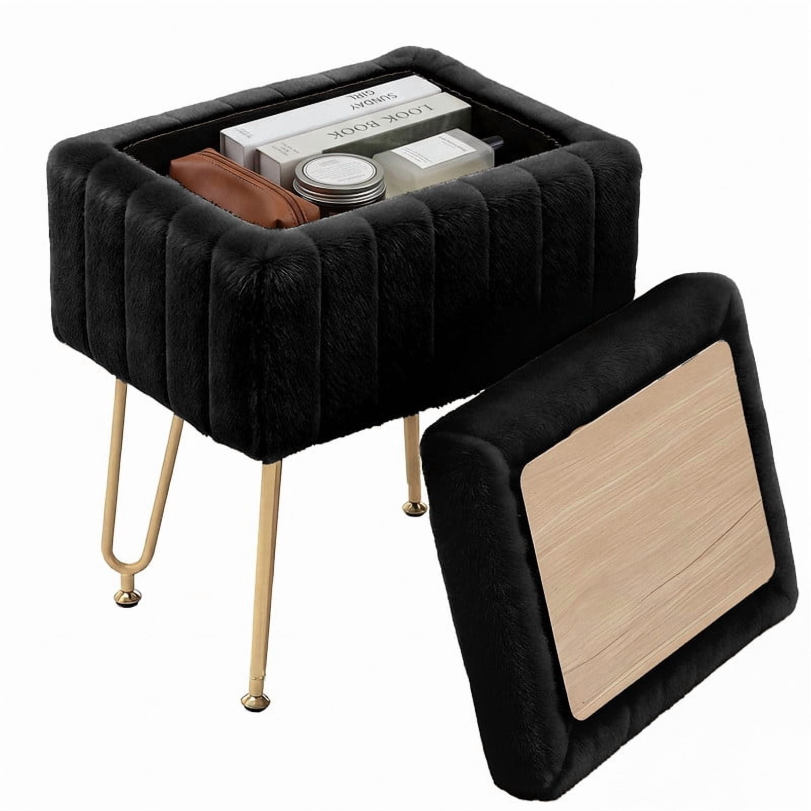 Gianna Square Ottoman with Table Top, Comfortable Footrest With Storage ...