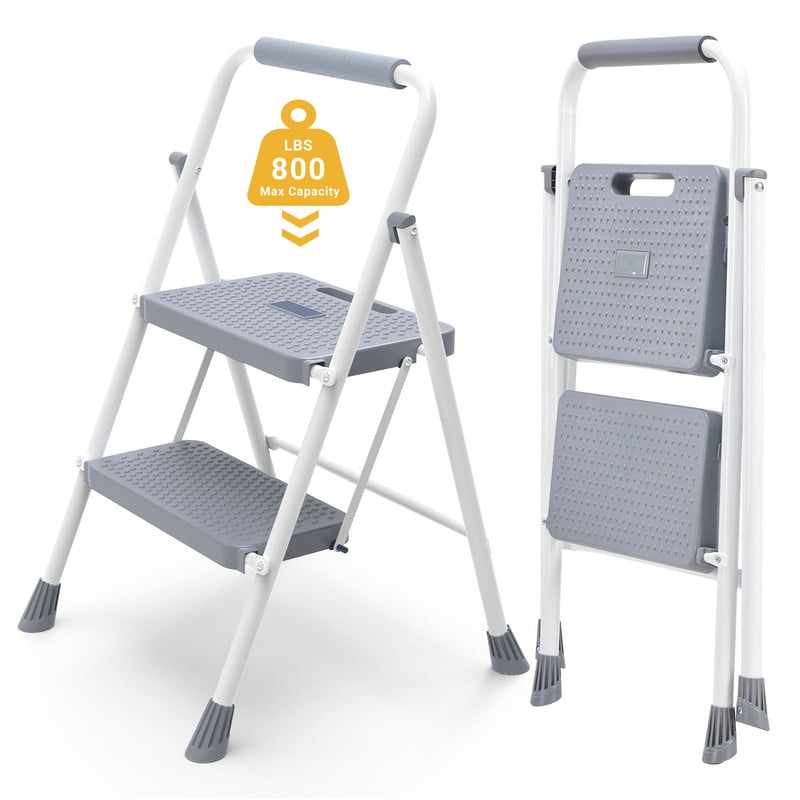 Gianna Step Ladder, 2 Step Stool Foldable with Anti-Slip Pedal ...