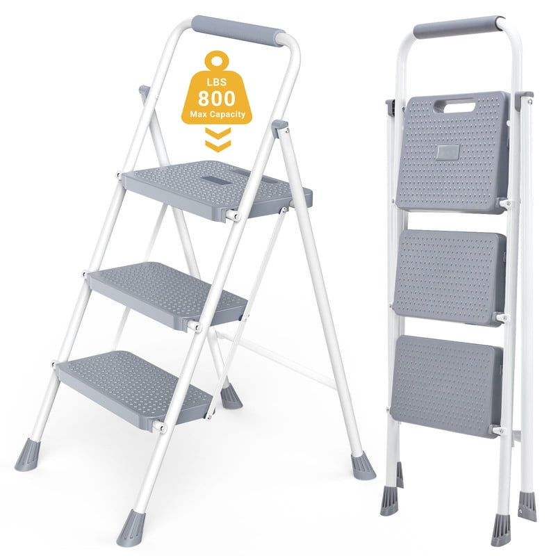 Gianna Step Ladder, 3 Step Stool Foldable with Anti-Slip Pedal ...