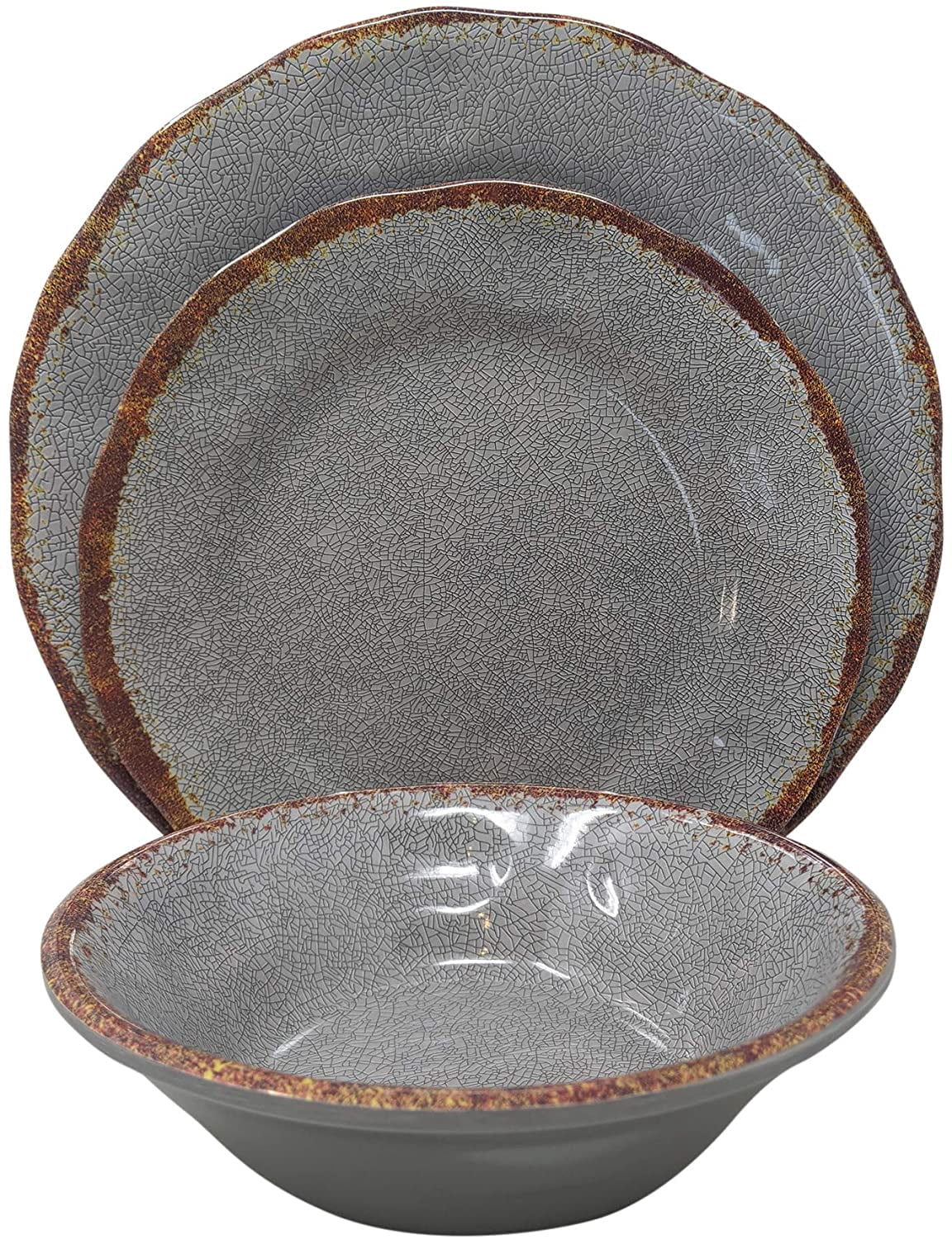 Gianna's Home 12 Piece Rustic Farmhouse Melamine Dinnerware Set ...