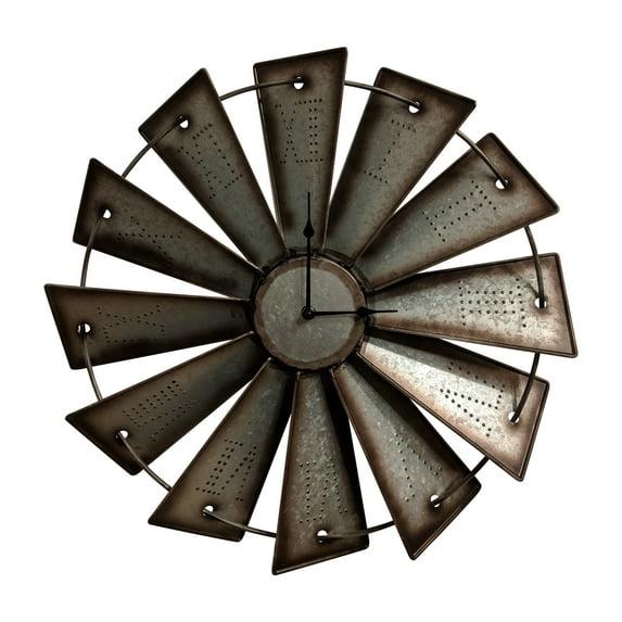 Gianna's Home Rustic Farmhouse Metal Windmill Wall Clock 18 1/2 in ...