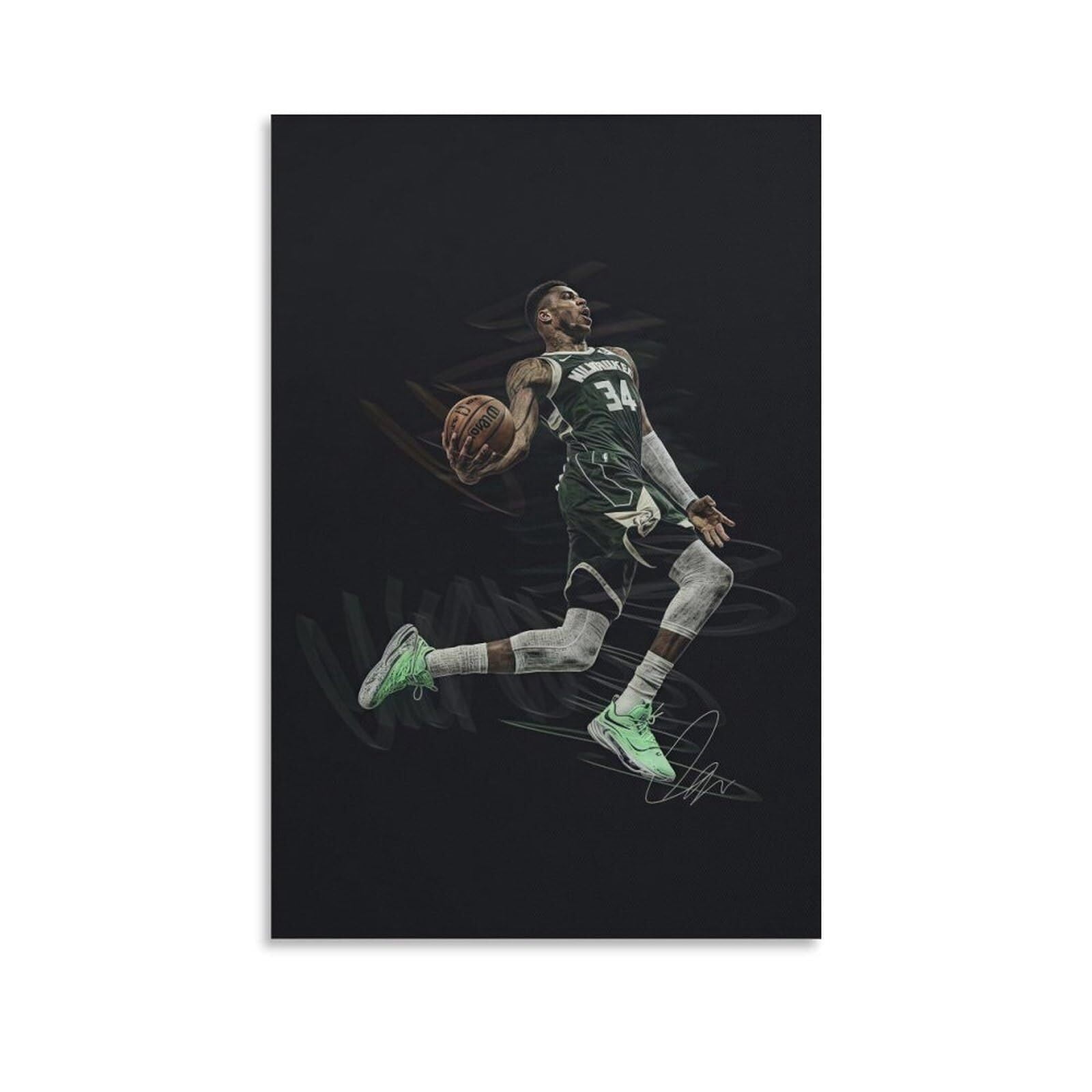 Giannis Antetokounmpo Greek Basketball Player Canvas Wall Art Poster ...