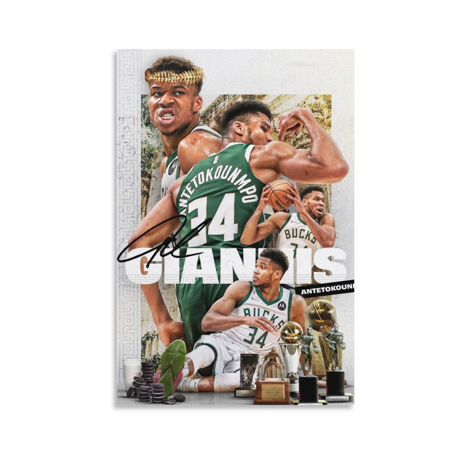 Giannis Antetokounmpo Greek Freak Poster Art Painting On Canvas Wall Art Poster Scroll Picture ...