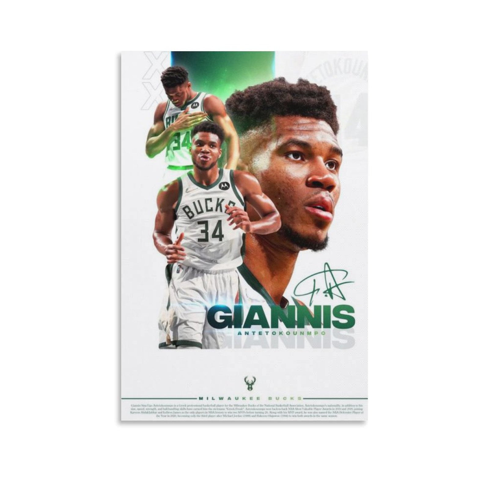Giannis Antetokounmpo Greek Freak Posters Art Wall Art Poster Scroll ...