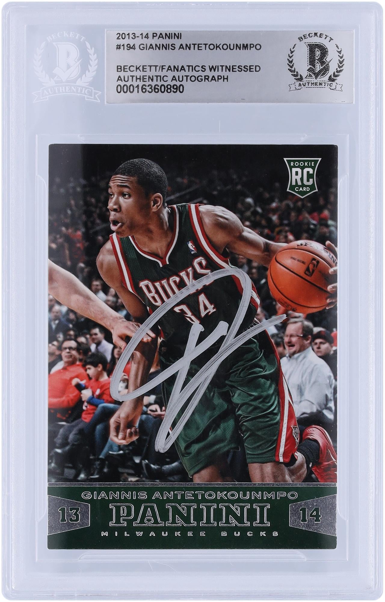 Giannis Antetokounmpo Milwaukee Bucks Autographed 2013-14 Panini Silver ...