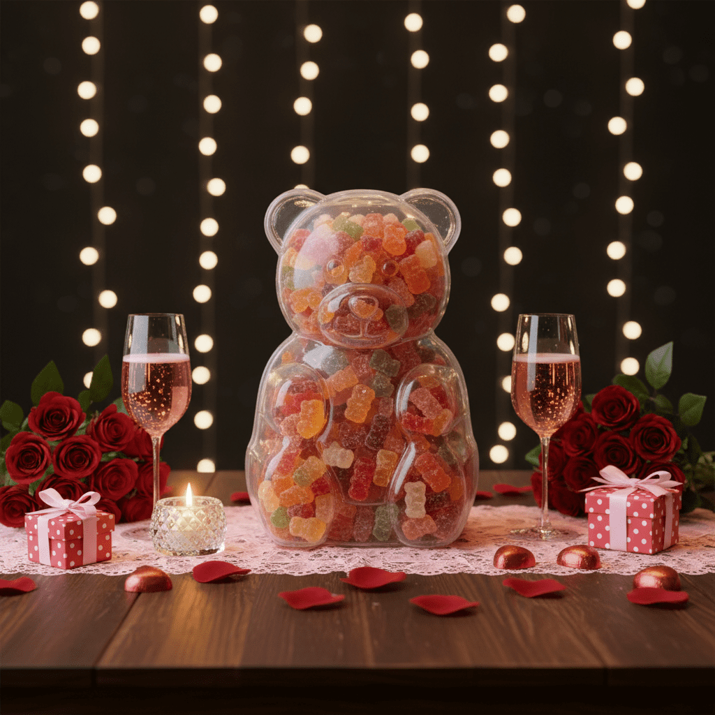 Giant 16 Inch Bear Shaped Candy Box - Clear Plastic Gummy Bear ...