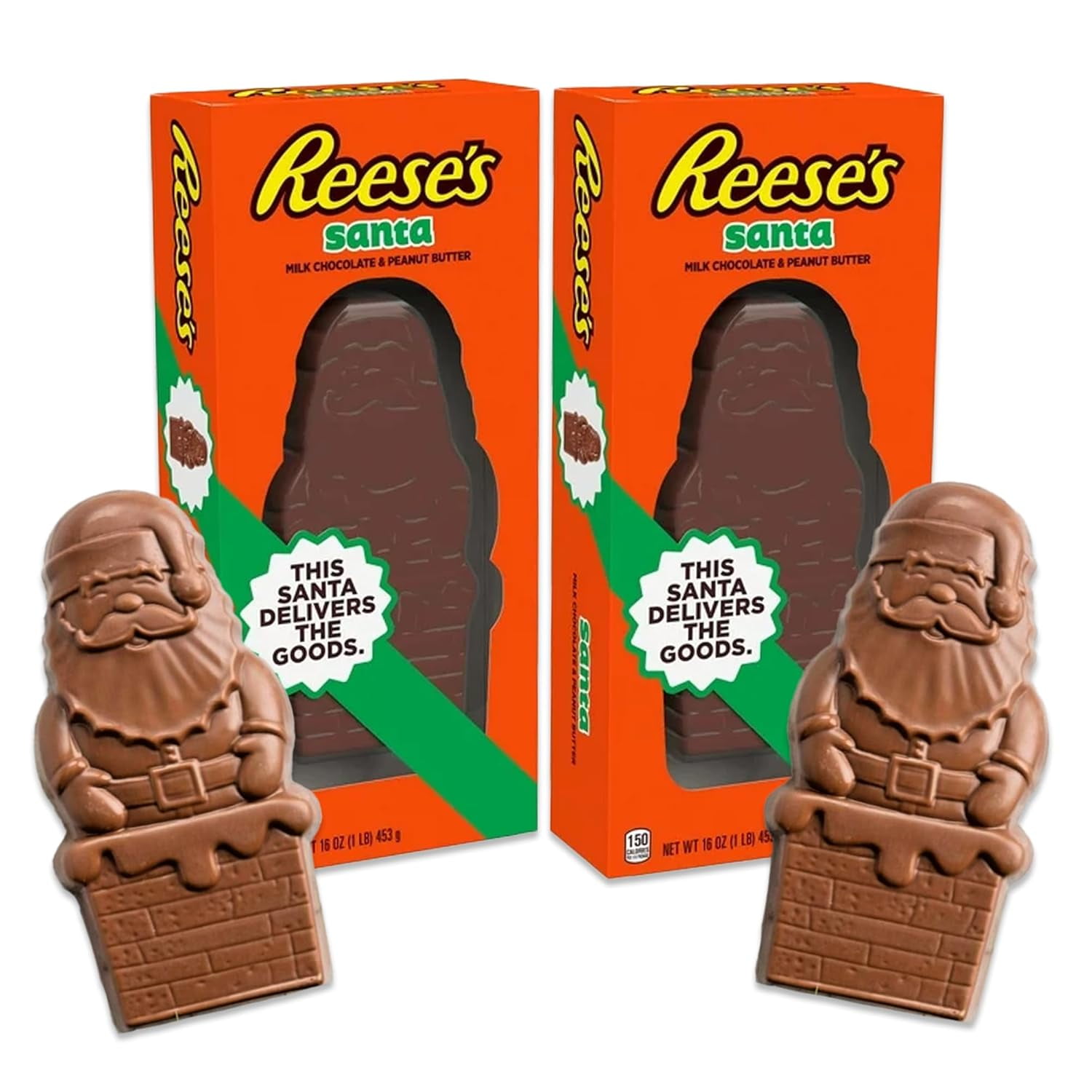 Giant 1LB Reeses Santa Claus 16oz Pack of 2, Giant Reeses, Reese Santa ...