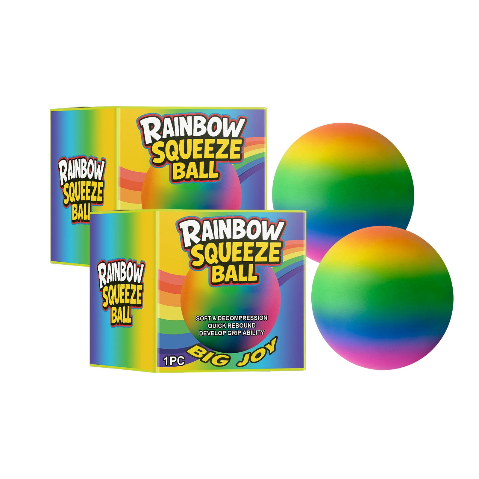 Giant 2.4 Inch Rainbow Stress Ball -Jumbo Big Squeeze Relief! Fills ...