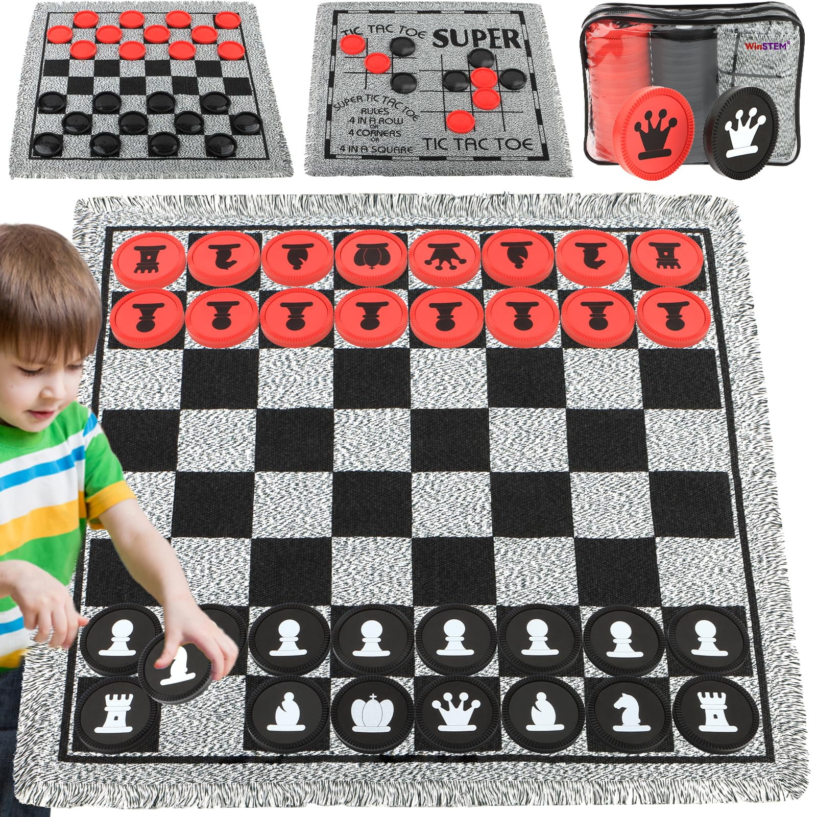 Giant 4 in 1 MMF7 Chess Set,Jumbo Chess & Giant Large Tic Tac Toe ...