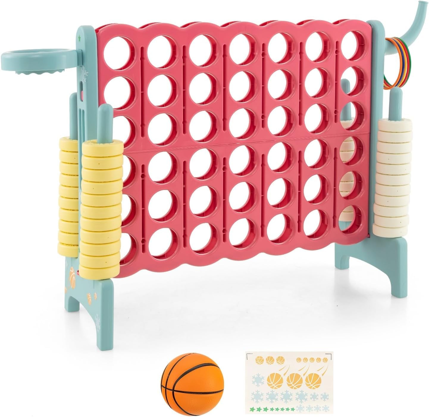 Giant 4-in-a-Row Game, Jumbo 4-to-Score Family Game w/Quick-Release ...