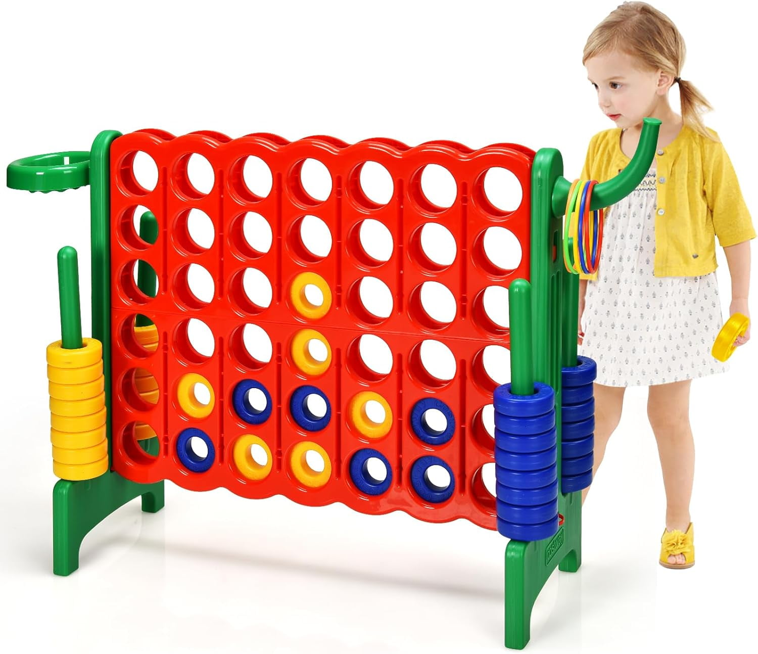 Giant 4-to-Score Game Set, 4 in A Row Jumbo with Basketball Hoop Ring ...