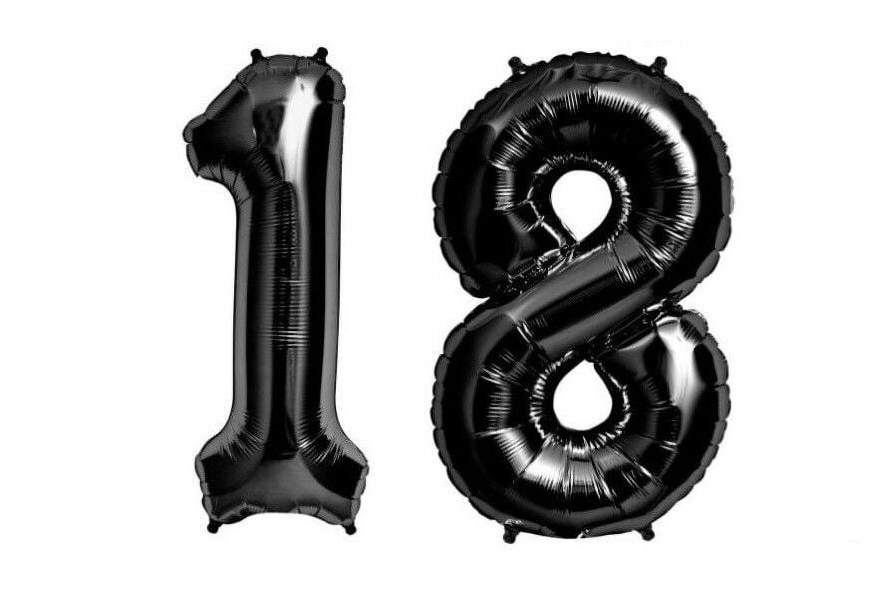 Giant 40" 18 Black Foil Number Balloons Photo Shoot 18th Birthday Float ...