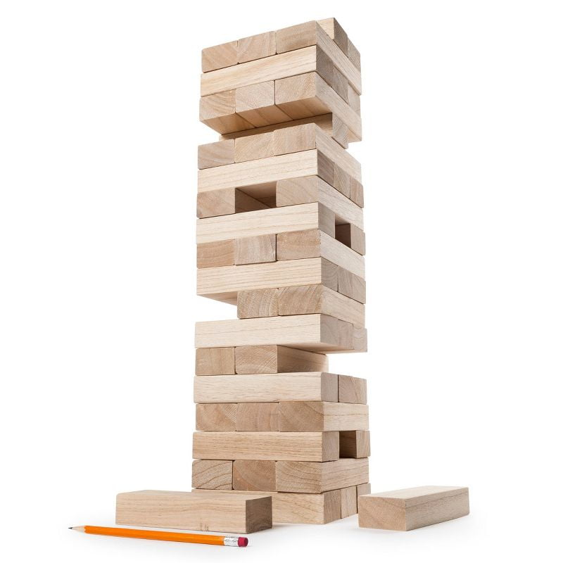 Giant 51 pc Jumbling Tower Game, Wooden Falling Blocks Stacking Family ...