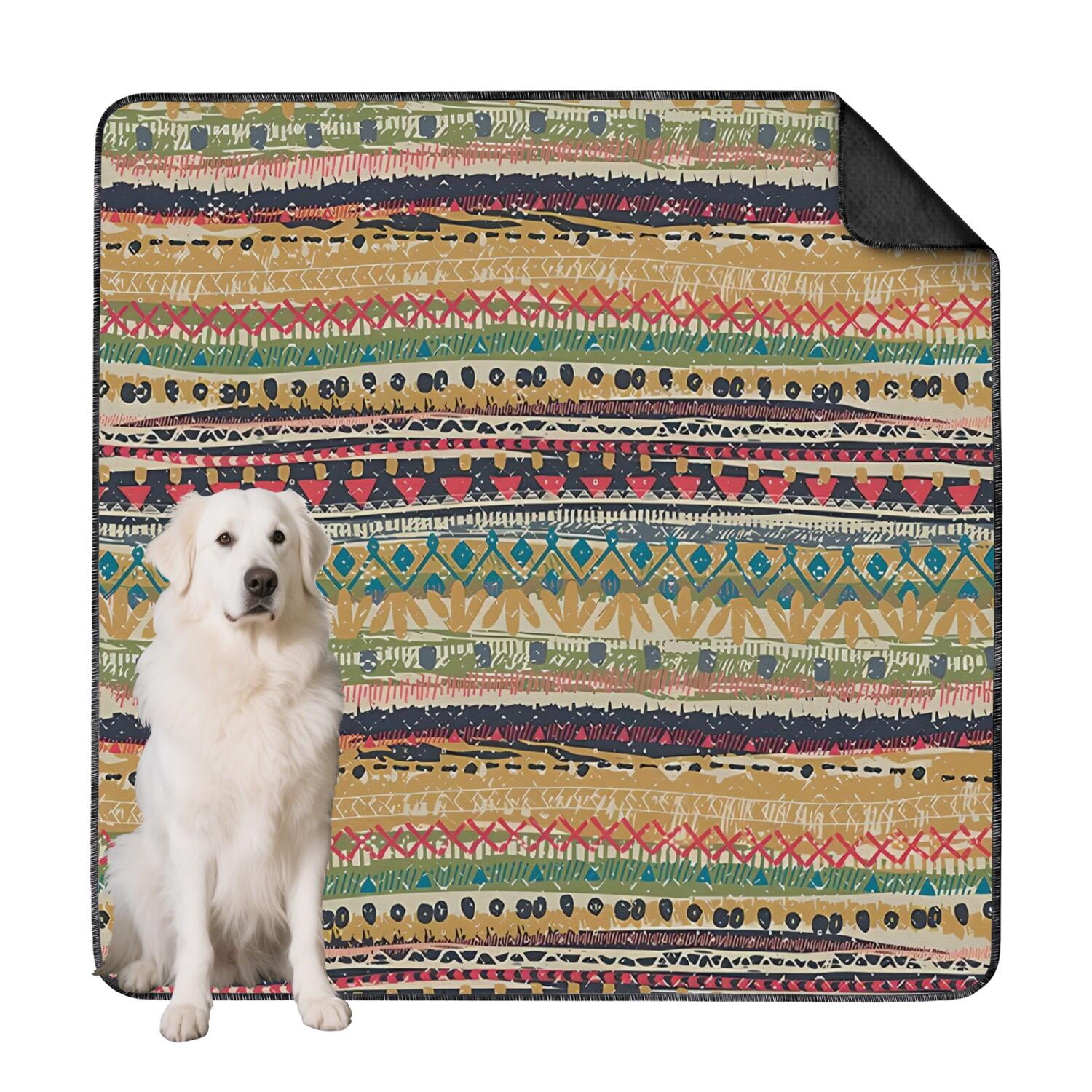 Giant 72x72 Washable Dog Pad with Non-Skid Surface, Bohemian Print ...