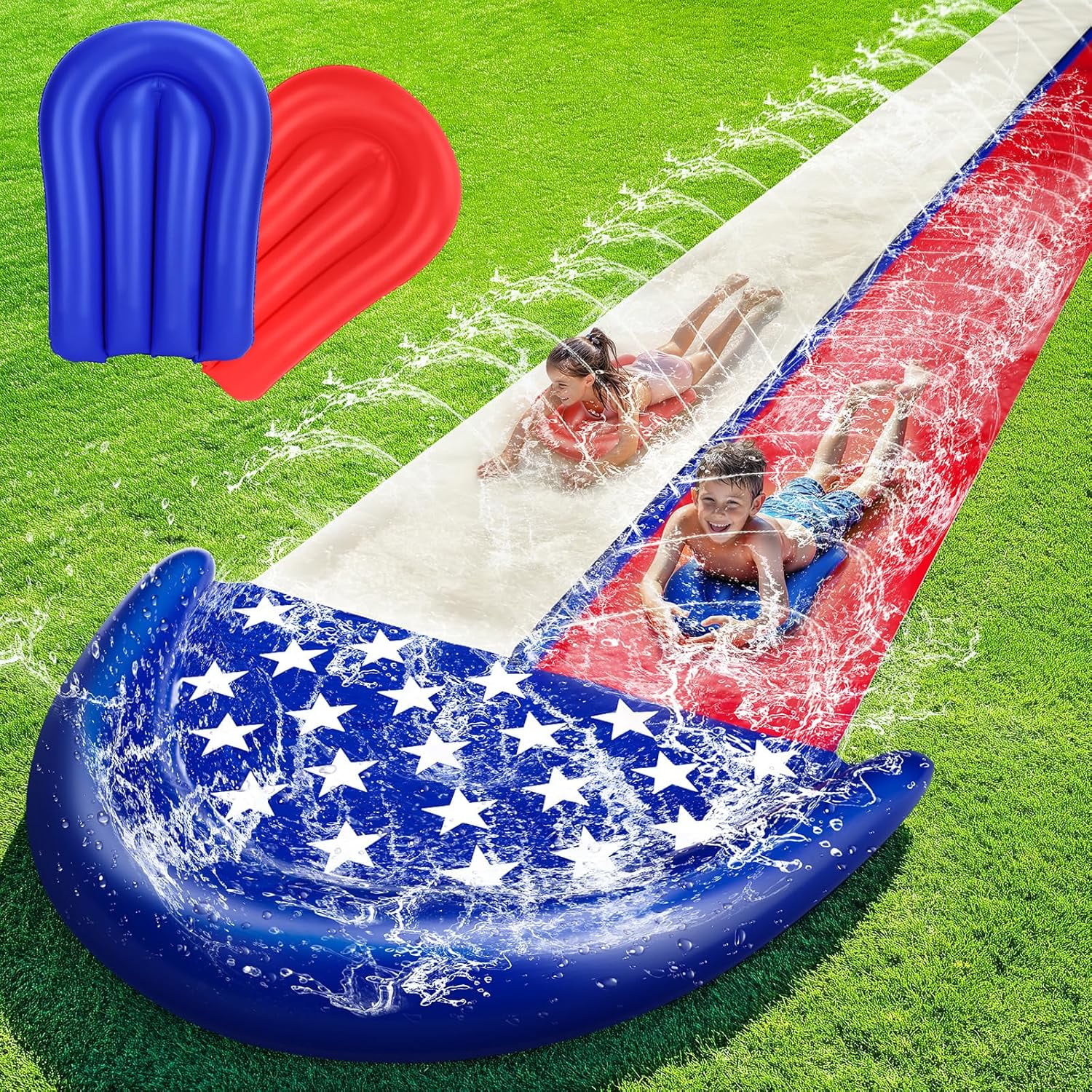 Giant American Flag Water Slides for Kids Waterslide Backyards Lawn Slip Splash and Slide Summer ...