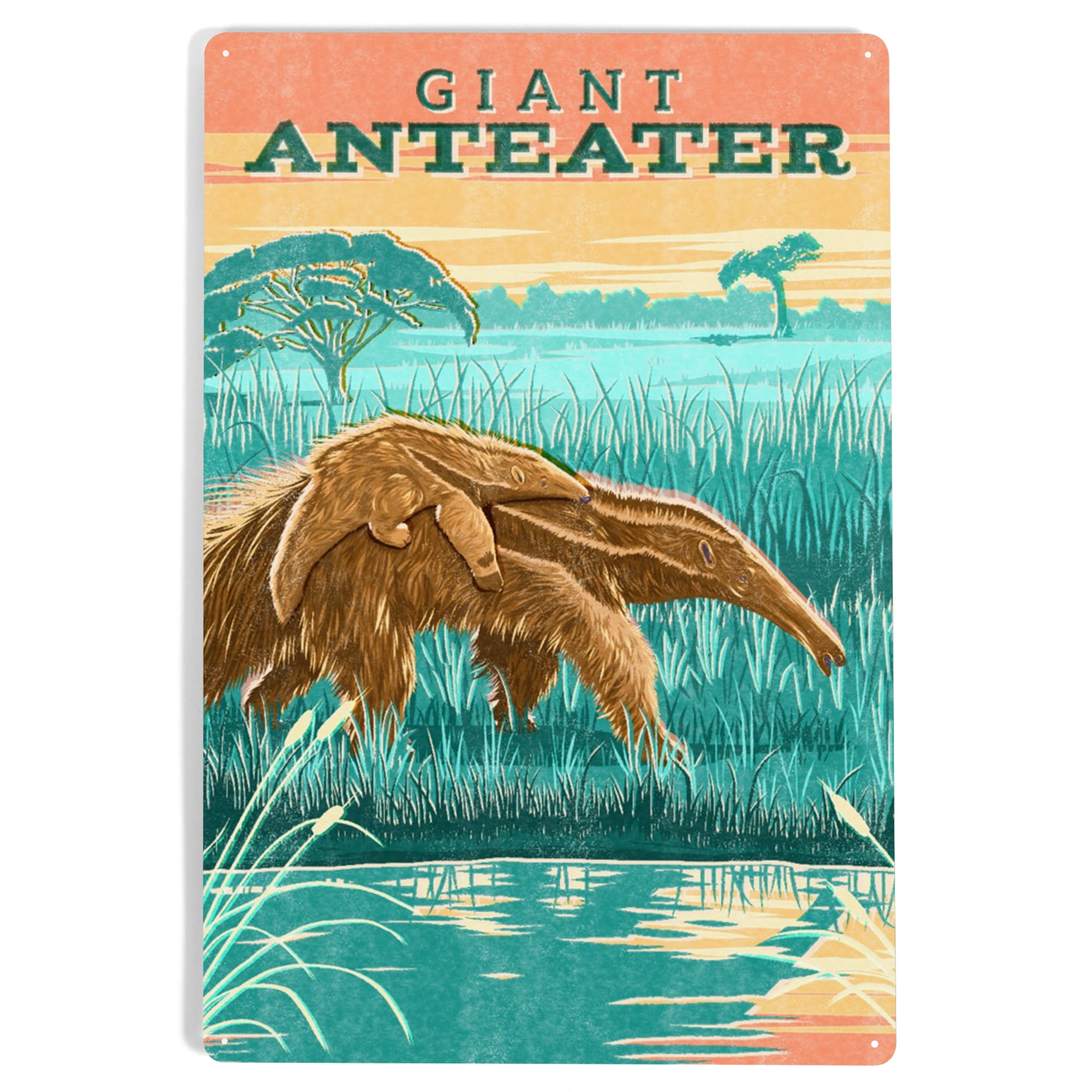 Giant Anteater, Vintage Print Press (12x18 Aluminum Art, Indoor Outdoor ...
