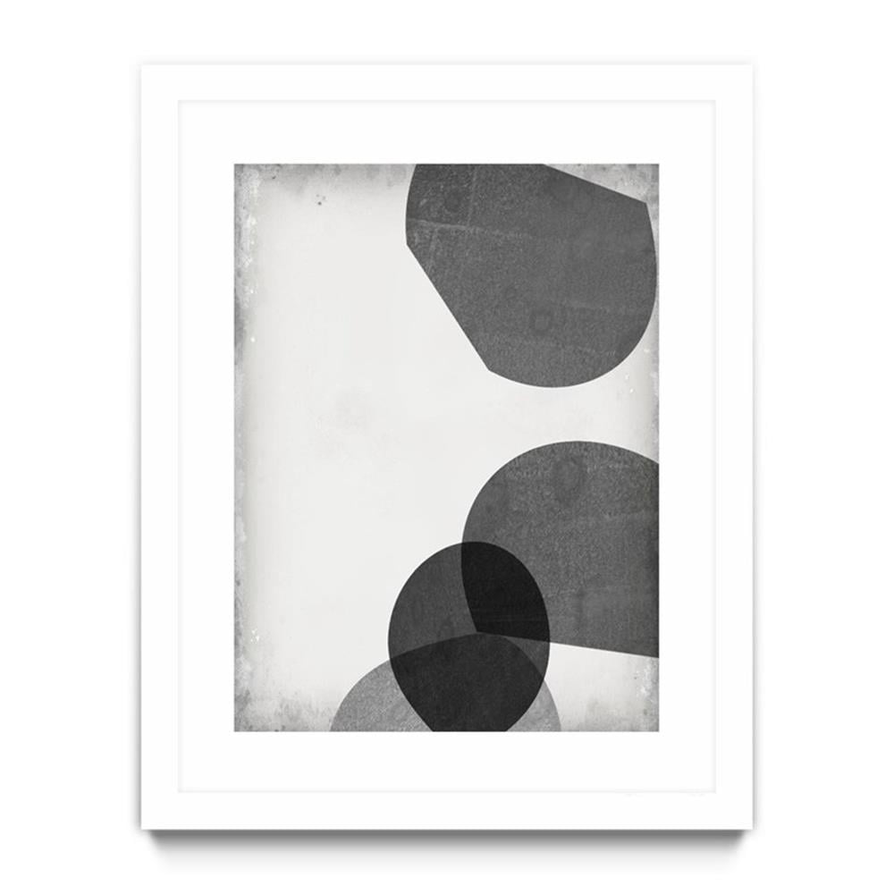 Giant Art 24x32 Grey Shapes III Matted and Framed in Multi-Color ...
