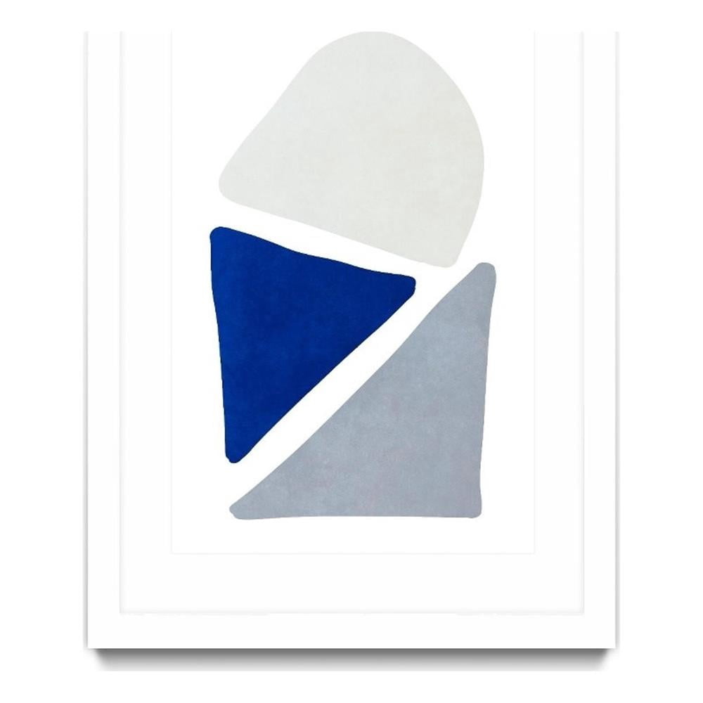 Giant Art 24x36 Blue Simple Shapes II Matted and Framed in Multi-Color ...