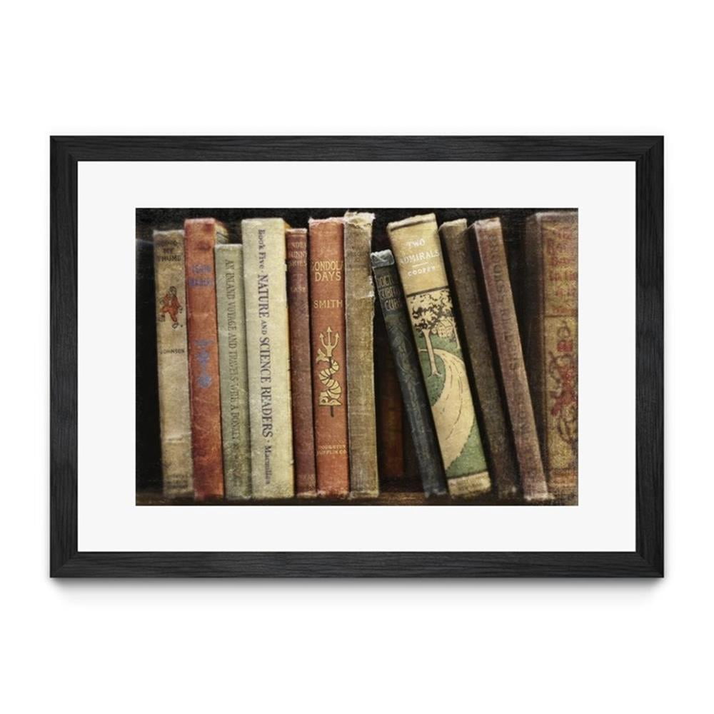 Giant Art 24x36 Vintage Book Collection III Matted and Framed in White ...
