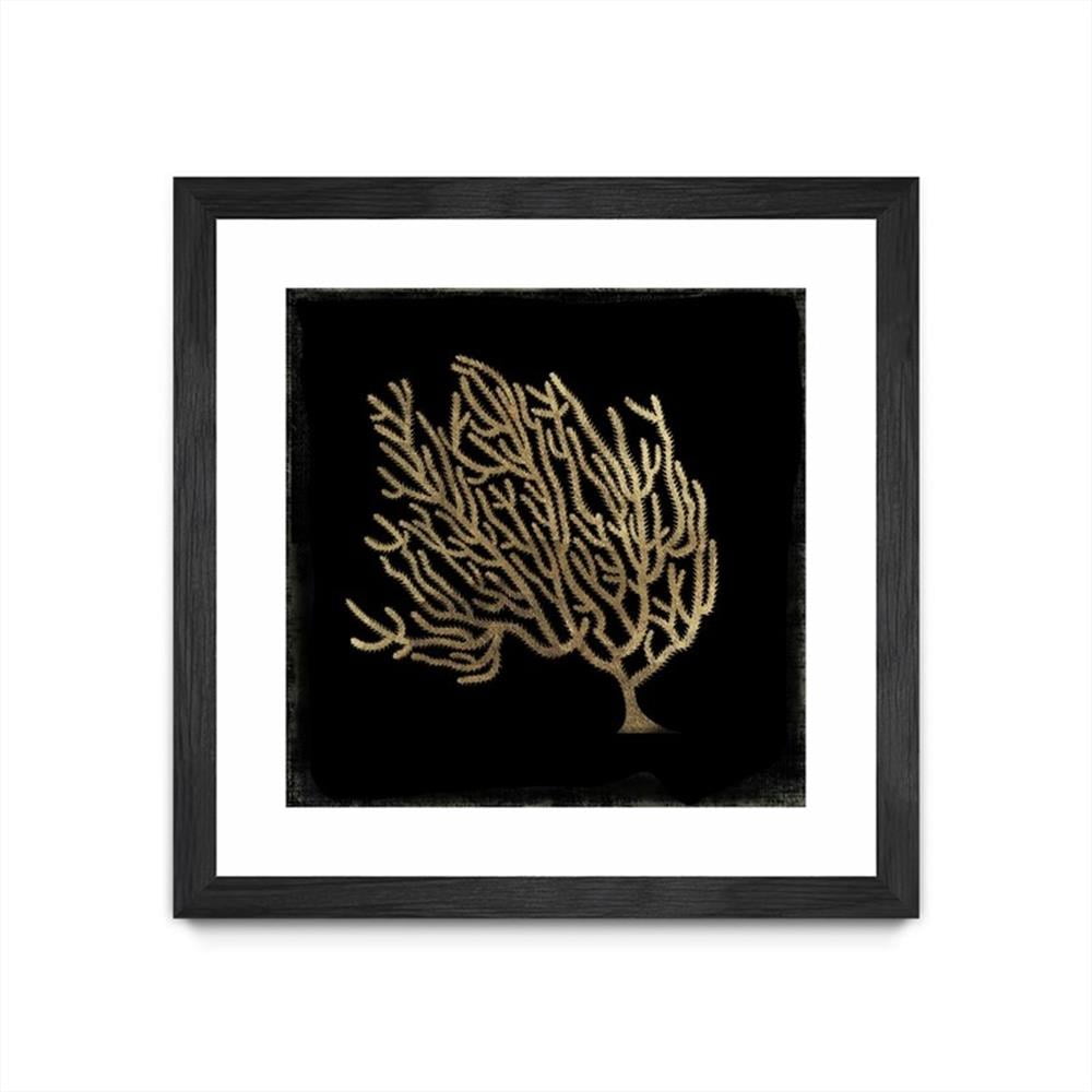 Giant Art 30x30 Gold Coral II Matted and Framed in Multi-Color ...