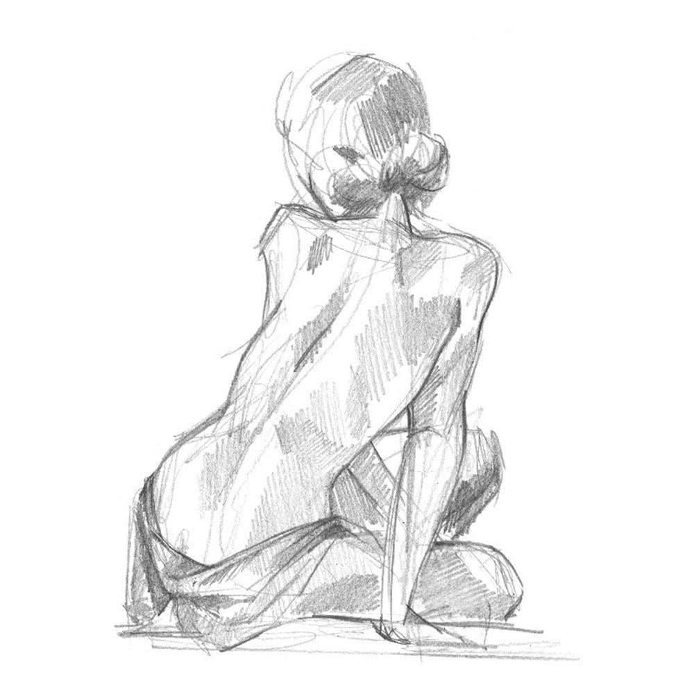 Giant Art 72x54 Sitting Pose II Fine Art Giant Canvas Print in White - Walmart.com