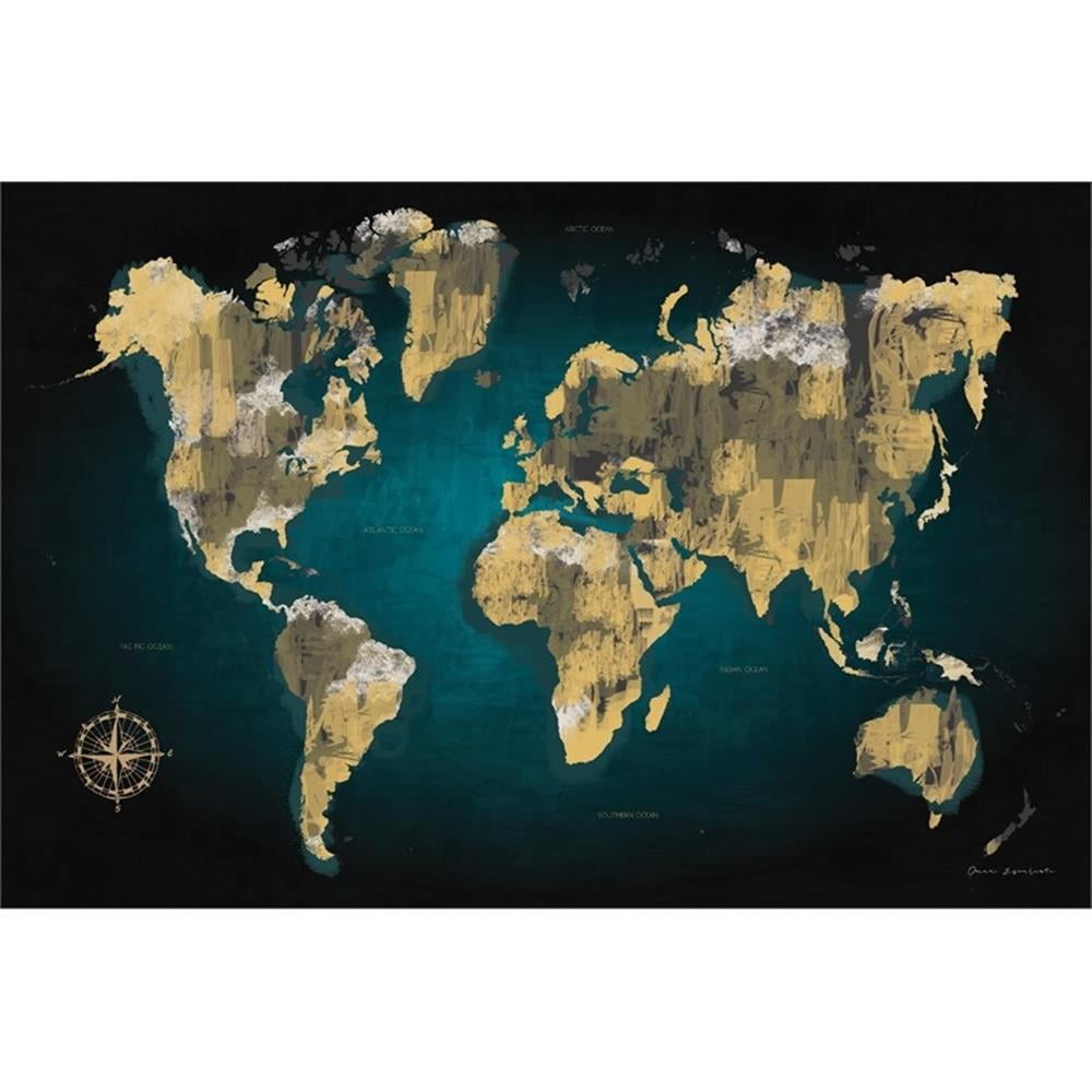Giant Art 84x54 Sketched World Map Fine Art Giant Canvas Print in Multi ...