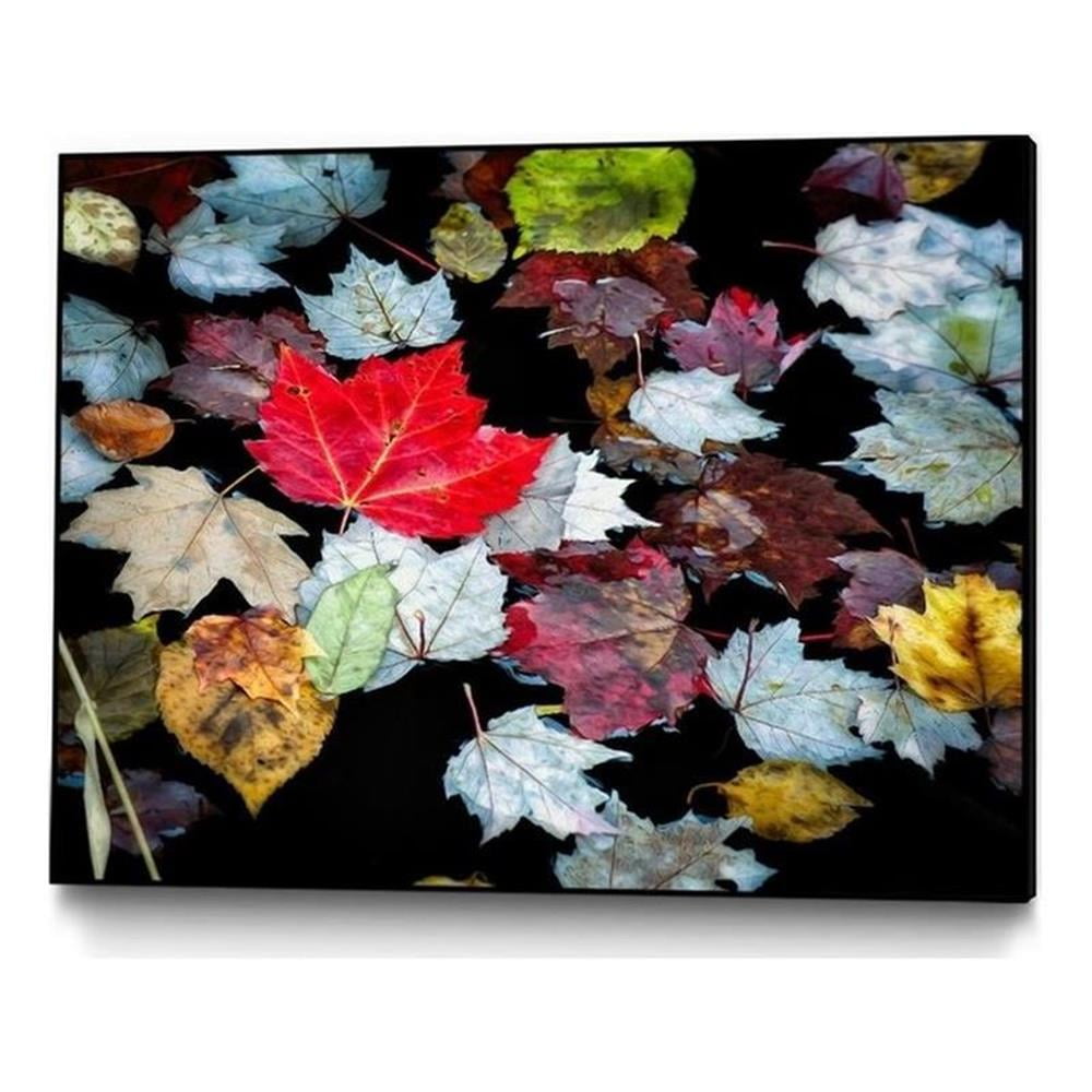 Giant Art Canvas 24x18 Autumn Leaves Framed in Multi-Color - Walmart.com