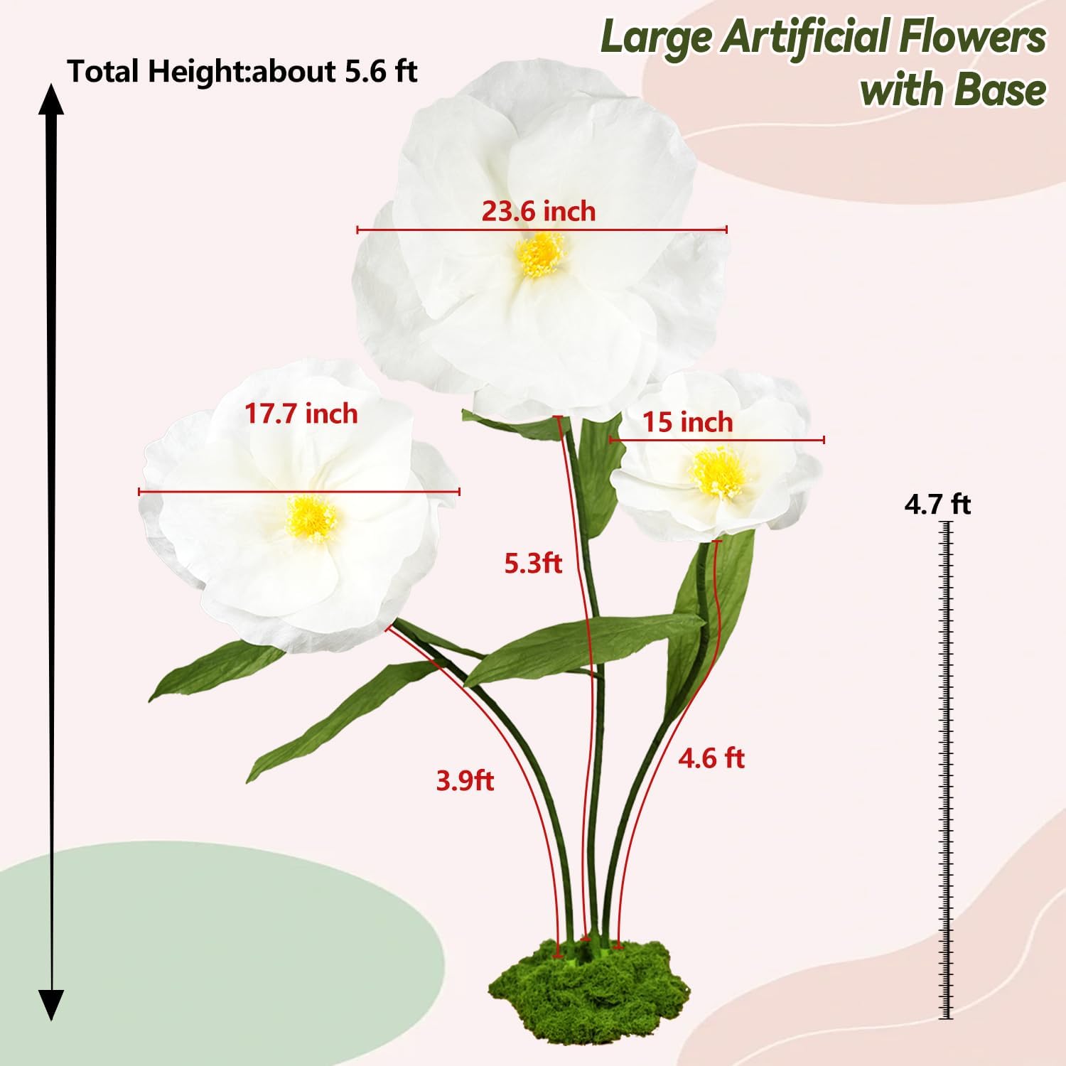 Giant Artificial Flowers with Base, Large Giant Flowers for Decoration ...