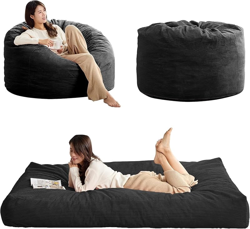 Giant Bean Bag Chair Bed for Adults, Convertible Adult Beanbag from ...