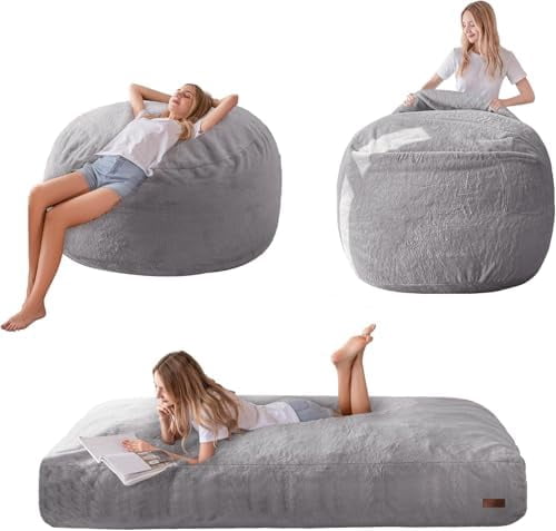 Giant Bean Bag Chair Bed for Adults, Convertible Beanbag Folds from ...