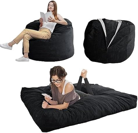 Giant Bean Bag Chair Bed for Adults, Convertible Beanbag Folds from ...