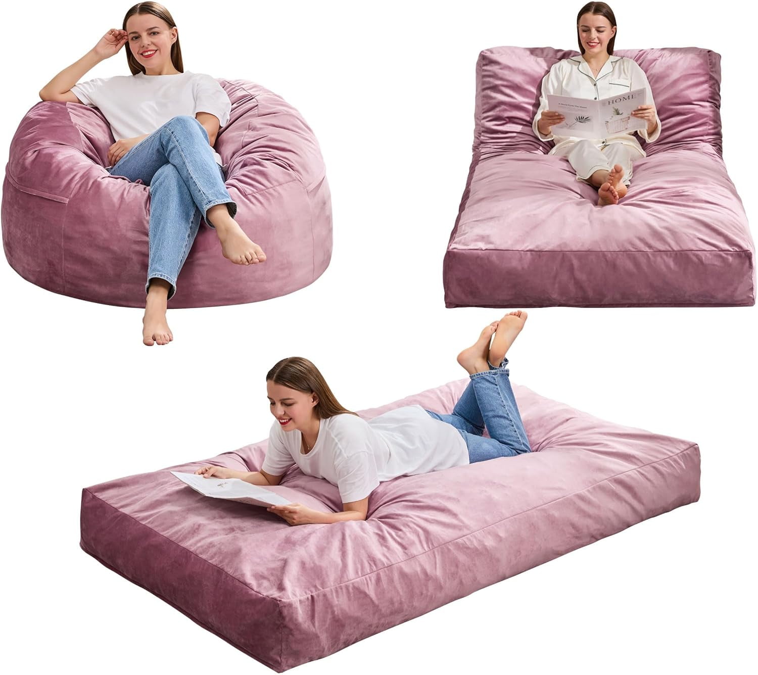 Giant Bean Bag Chair Bed for , Large Bean Bags with High-Density ...