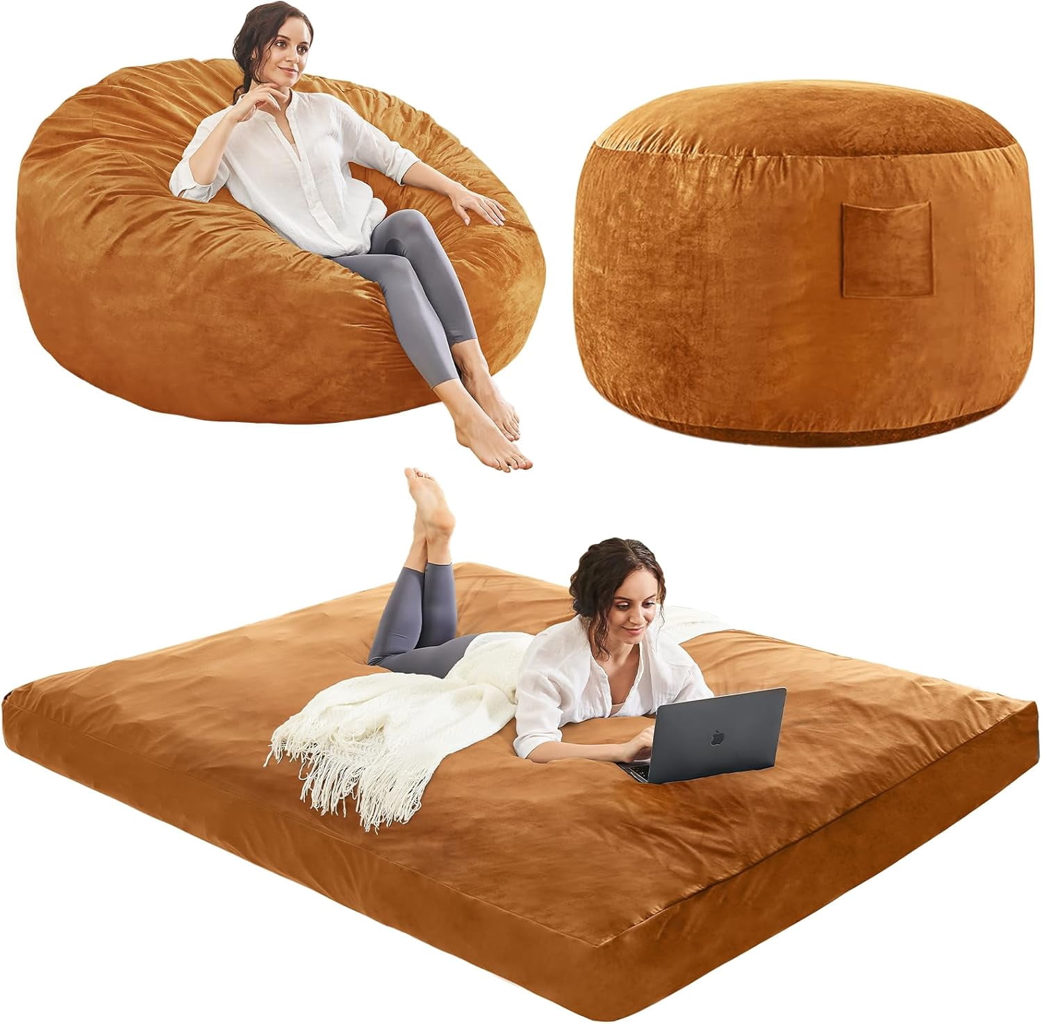 Giant Bean Bag Chair Convertible Bean Bag Bed - Beanbag Chair with ...