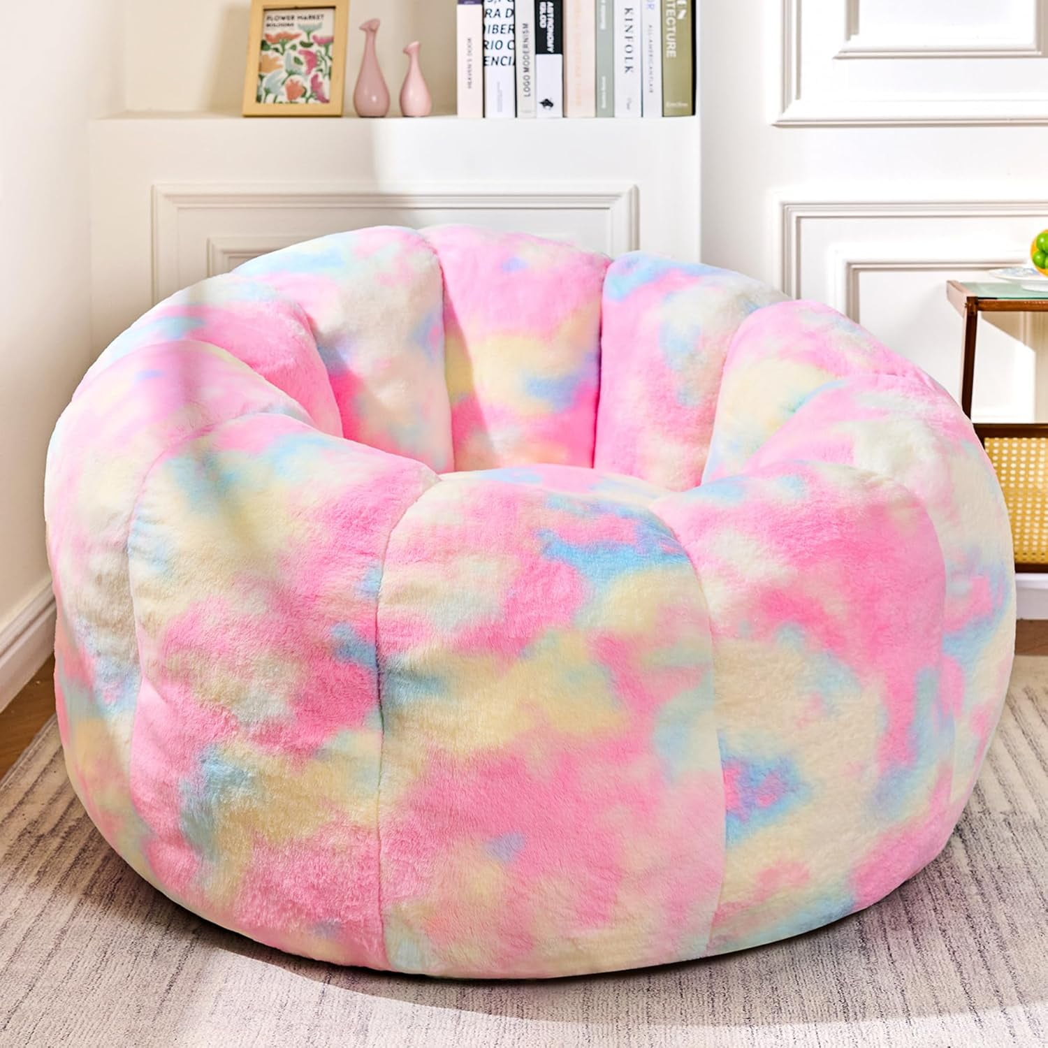 Giant Bean Bag Chair, Faux Beanbag with Petal Armrest Oversize Colorful ...