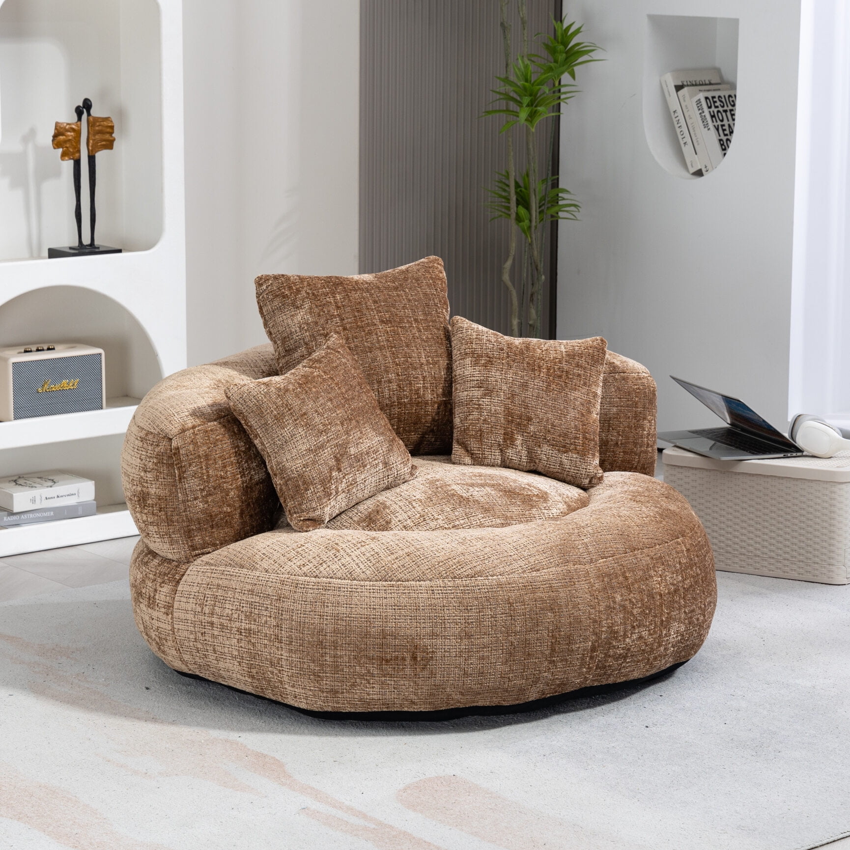 Giant Bean Bag Chair, Faux Fur Bean Bag Couch with Filler Large Living ...