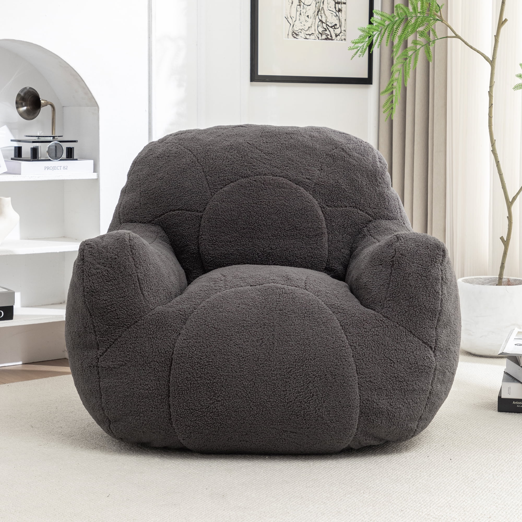 Giant Bean Bag Chair with Filler, Memory Foam Stuffed Lounger ...
