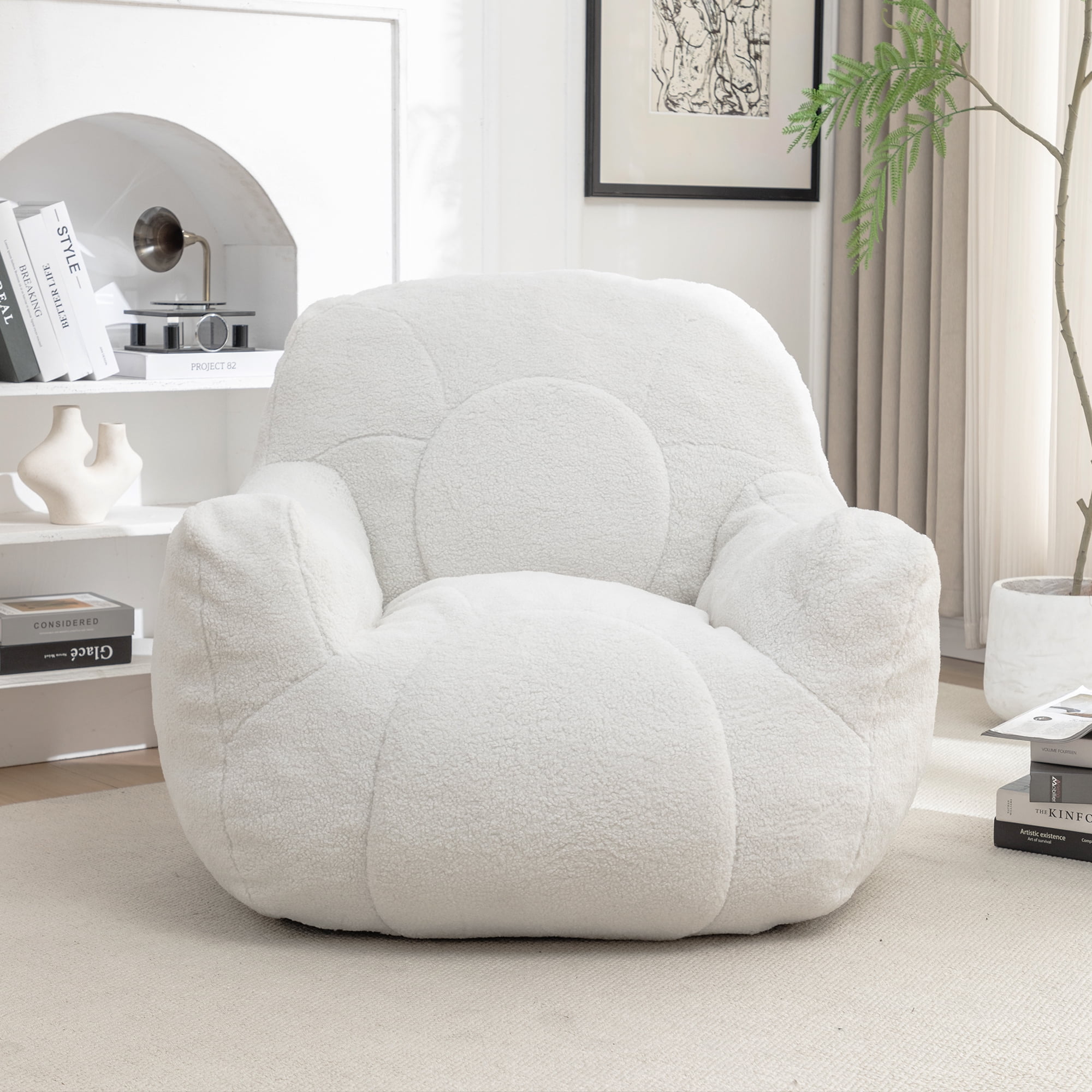 Giant Bean Bag Chair with Filler, Memory Foam Stuffed Lounger ...