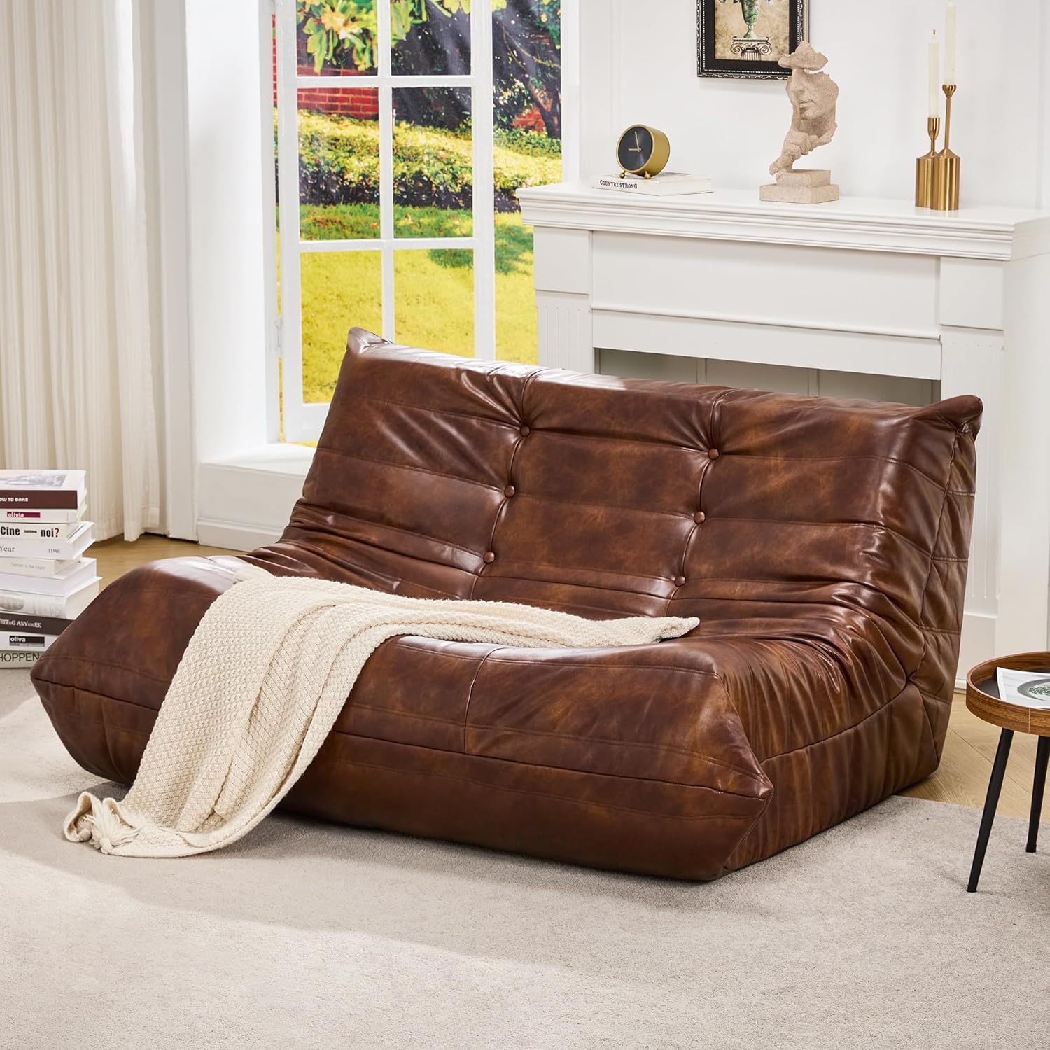 Giant Bean Bag Chair Lazy Floor Sofa, Memory Foam Fireside Sofa for ...